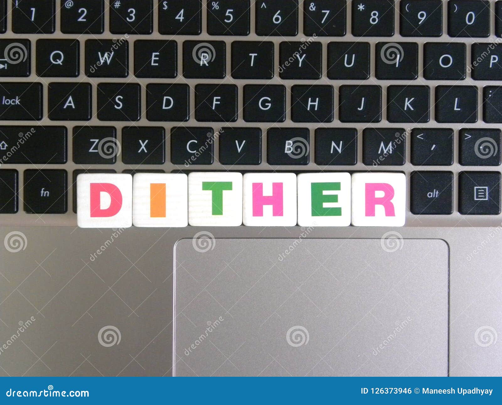 Word Dither on Keyboard Background Stock Photo - Image of computer ...