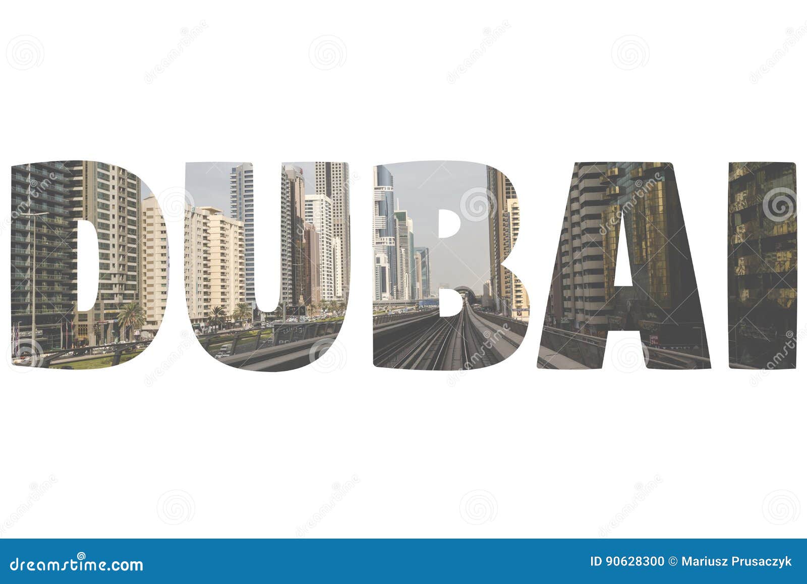 Word DUBAI Over Symbolic Places. Stock Photo - Image of business ...
