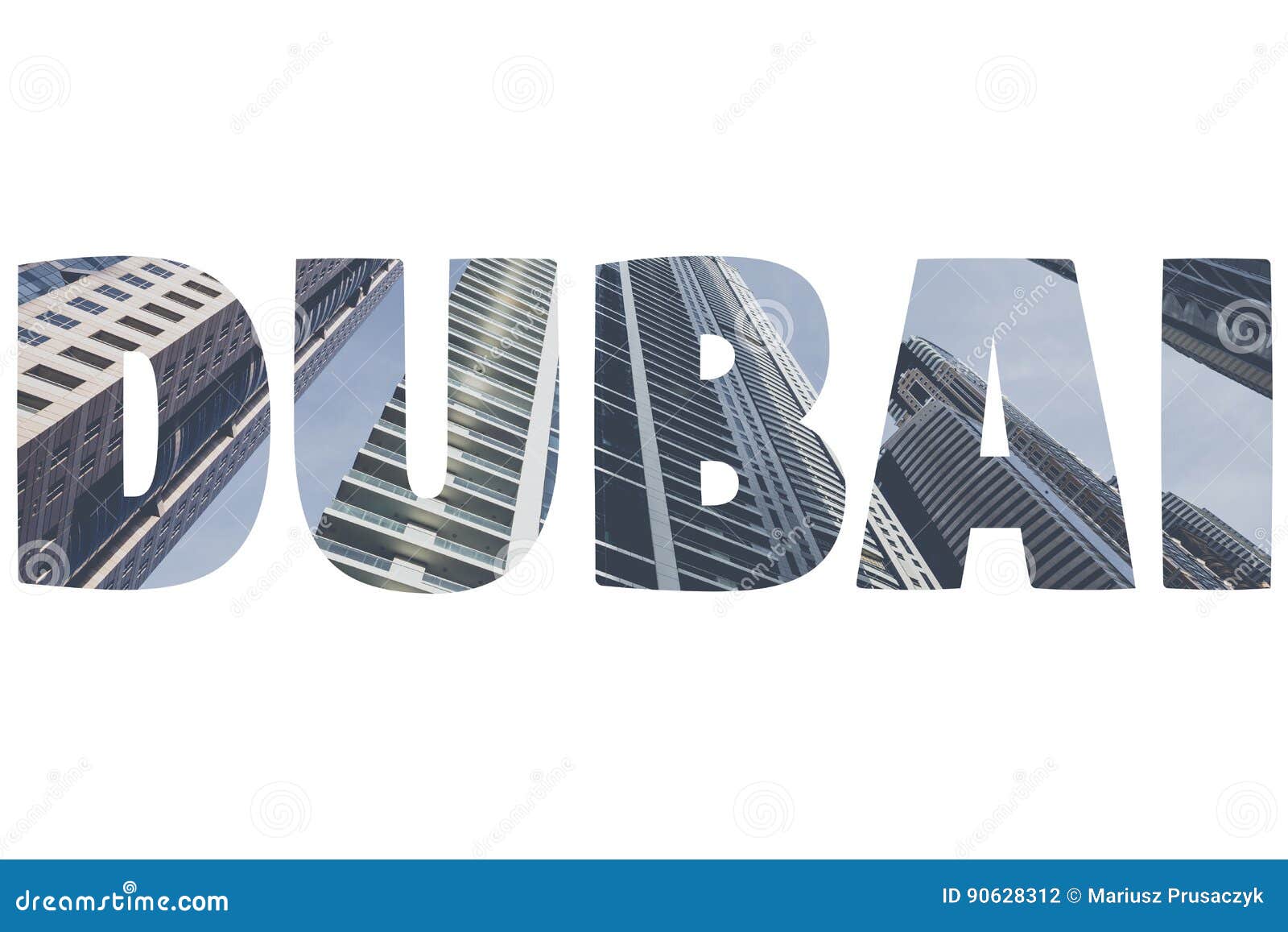 Word DUBAI Over Symbolic Places. Stock Photo - Image of cityscape ...