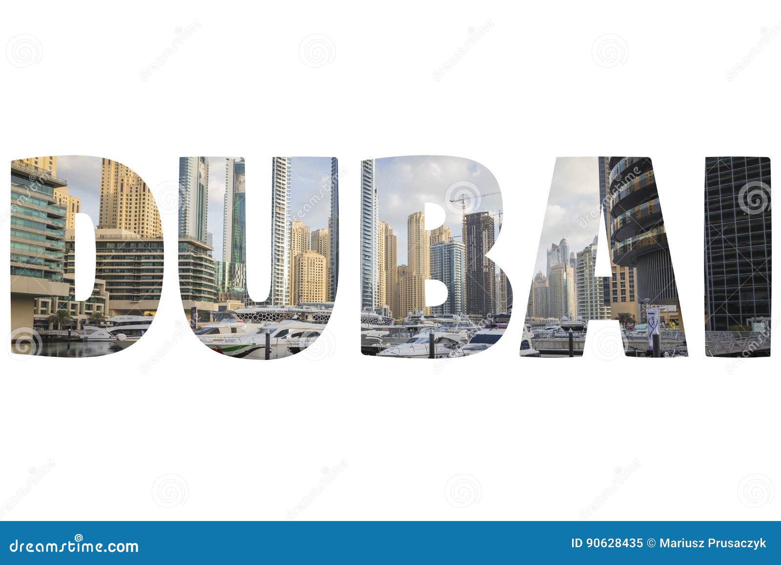 Word DUBAI Over Symbolic Places. Stock Image - Image of beautiful, high ...