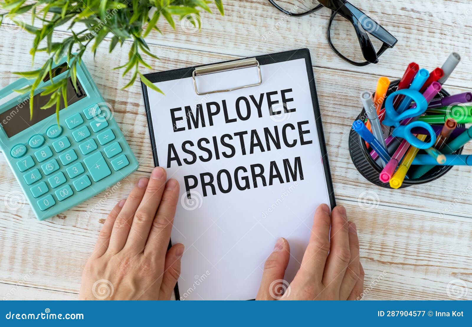 Word EAP Employee Assistance Program Text on White Paper on Light ...