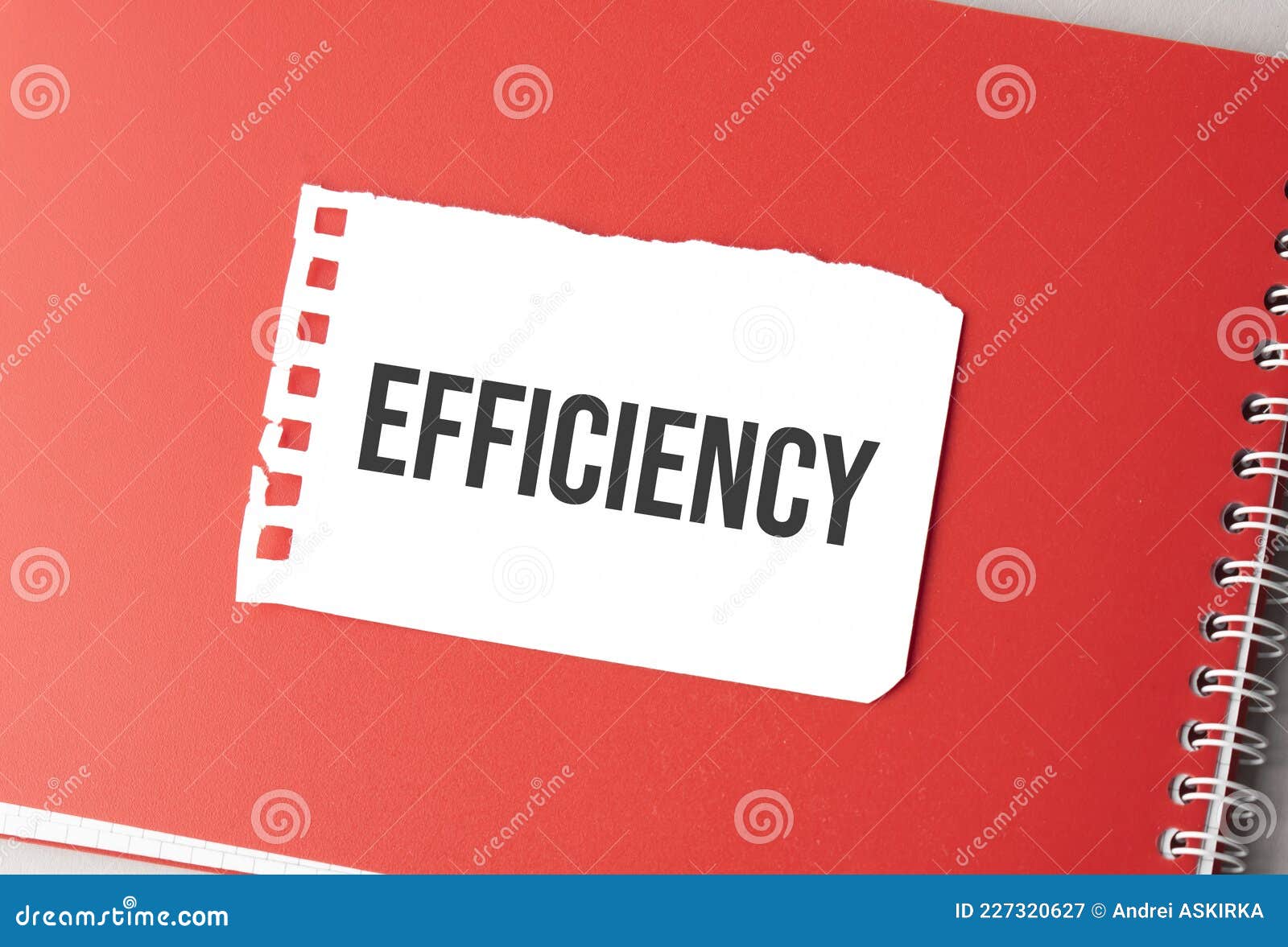 The Word Efficiency on Torn Paper on Red Notepad Stock Image - Image of ...