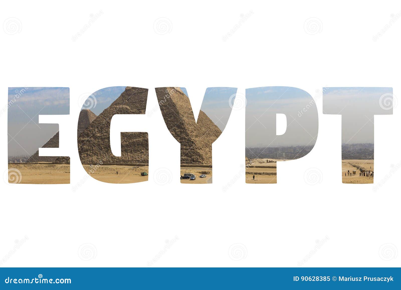 Word EGYPT Over Symbolic Places. Stock Image - Image of aswan, desert ...