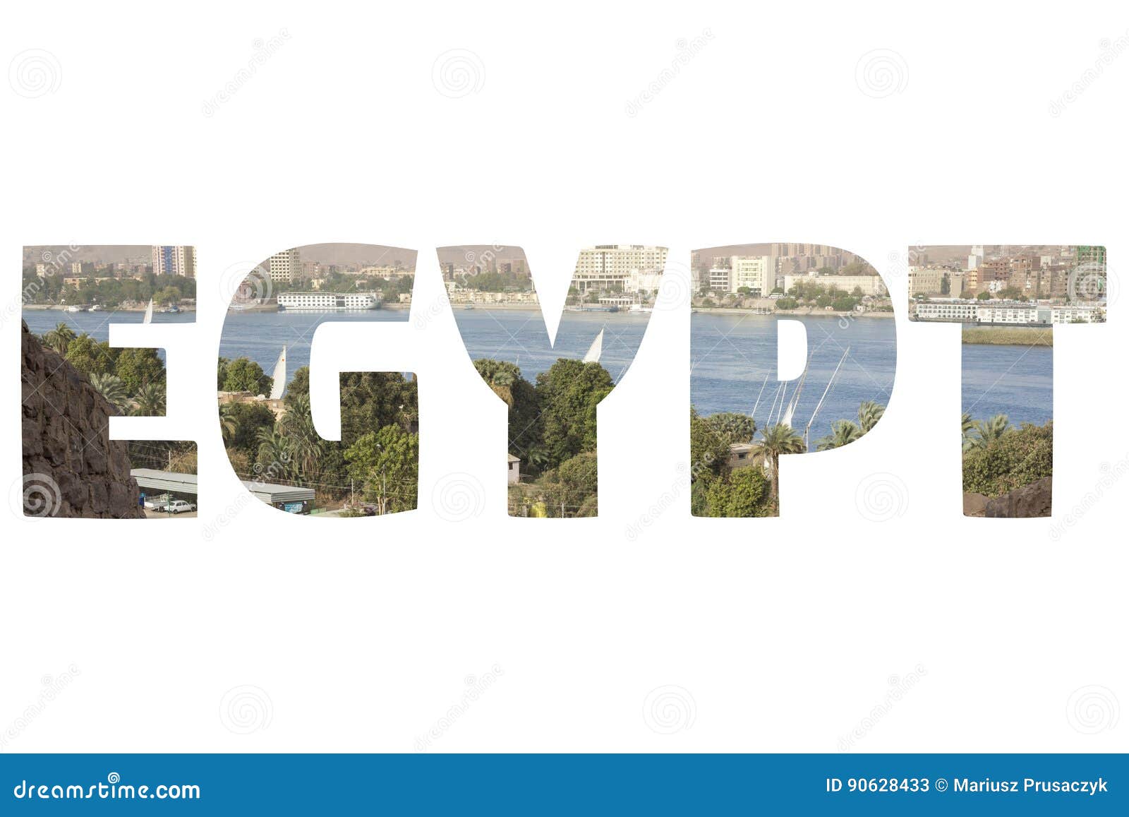 Word EGYPT Over Symbolic Places. Stock Image - Image of pyramid, blue ...