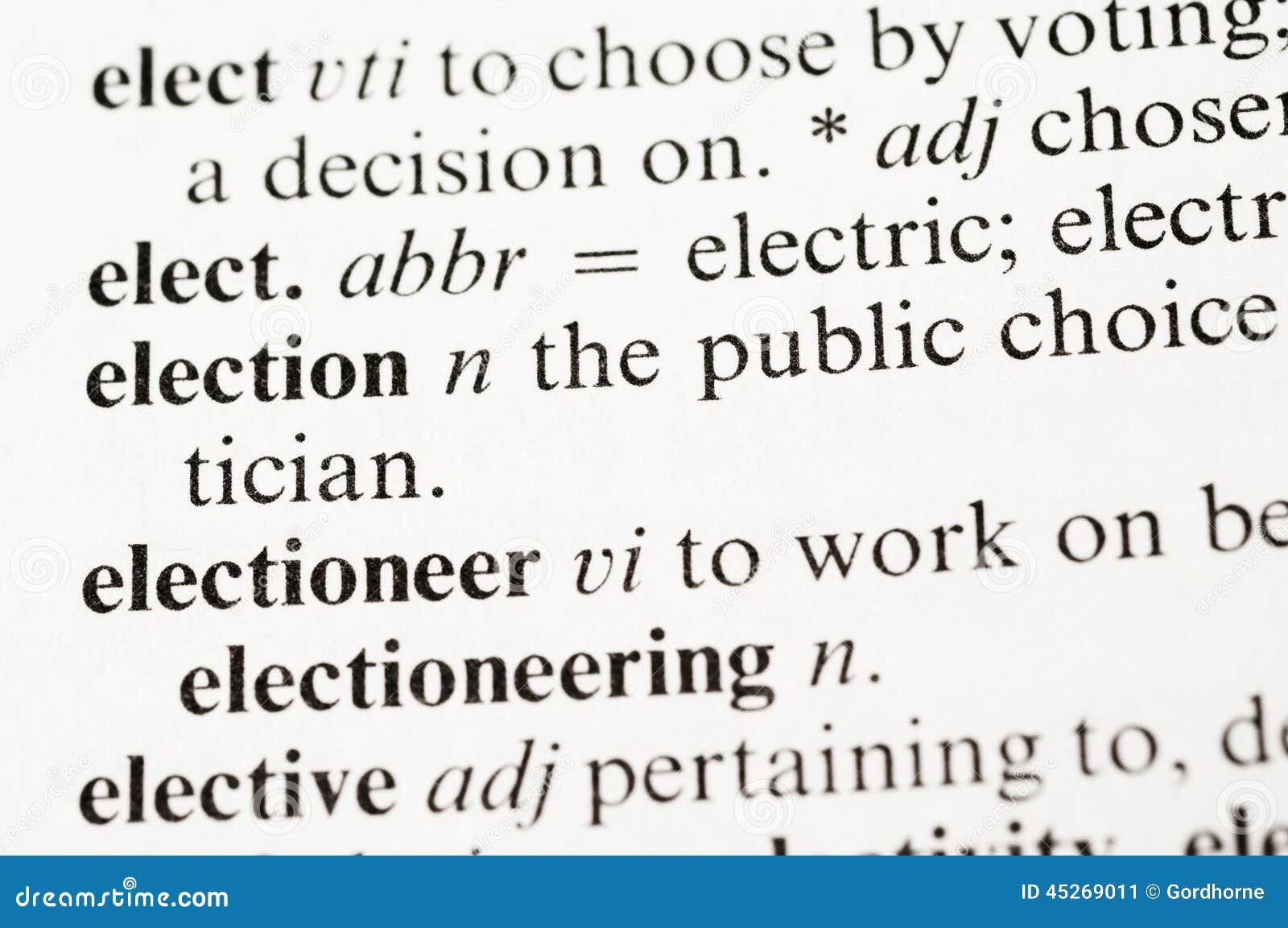 The Word Election from the Dictionary Stock Image - Image of check ...