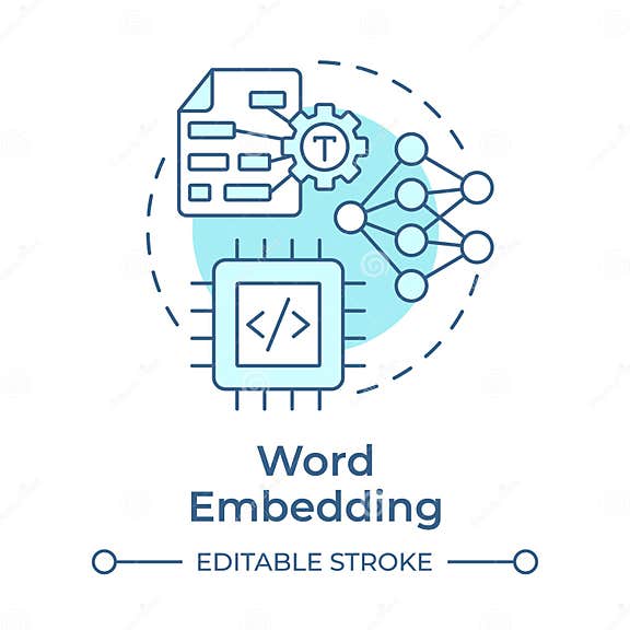 Word Embedding Soft Blue Concept Icon Stock Illustration - Illustration ...