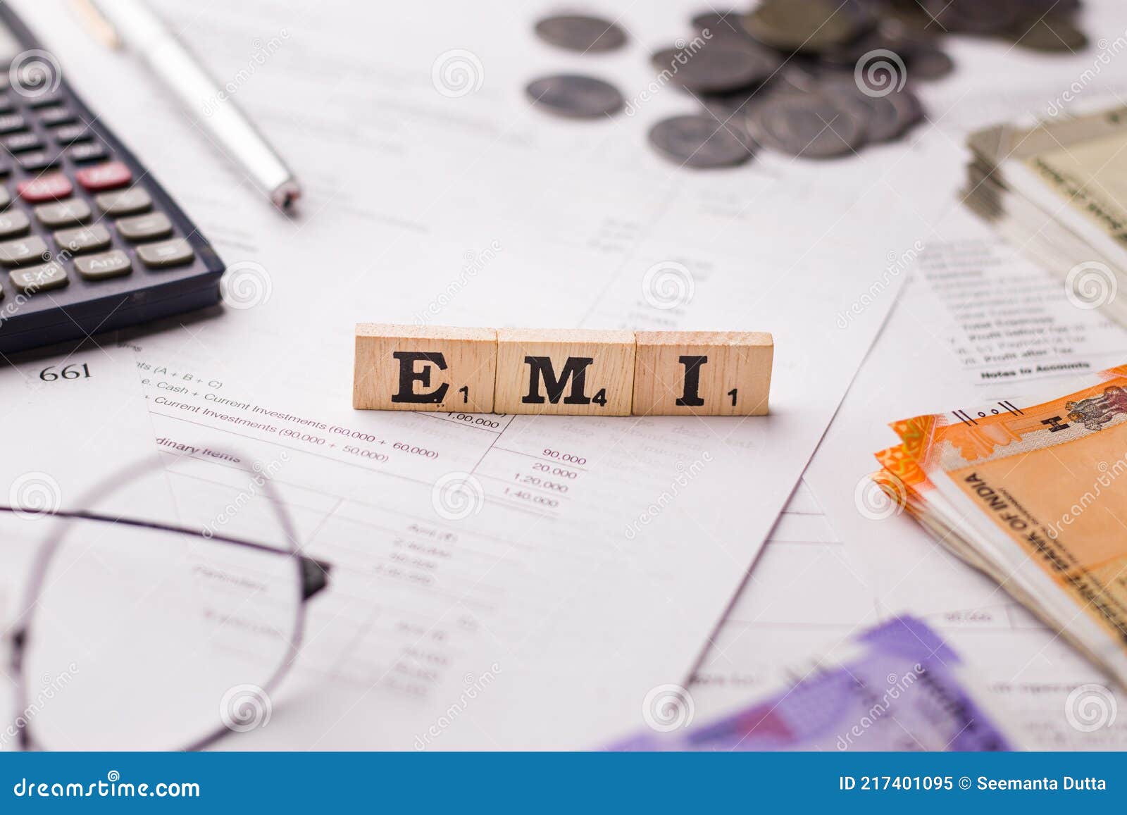 Word EMI Written on Wooden Cubes Stock Image. Stock Image - Image of ...