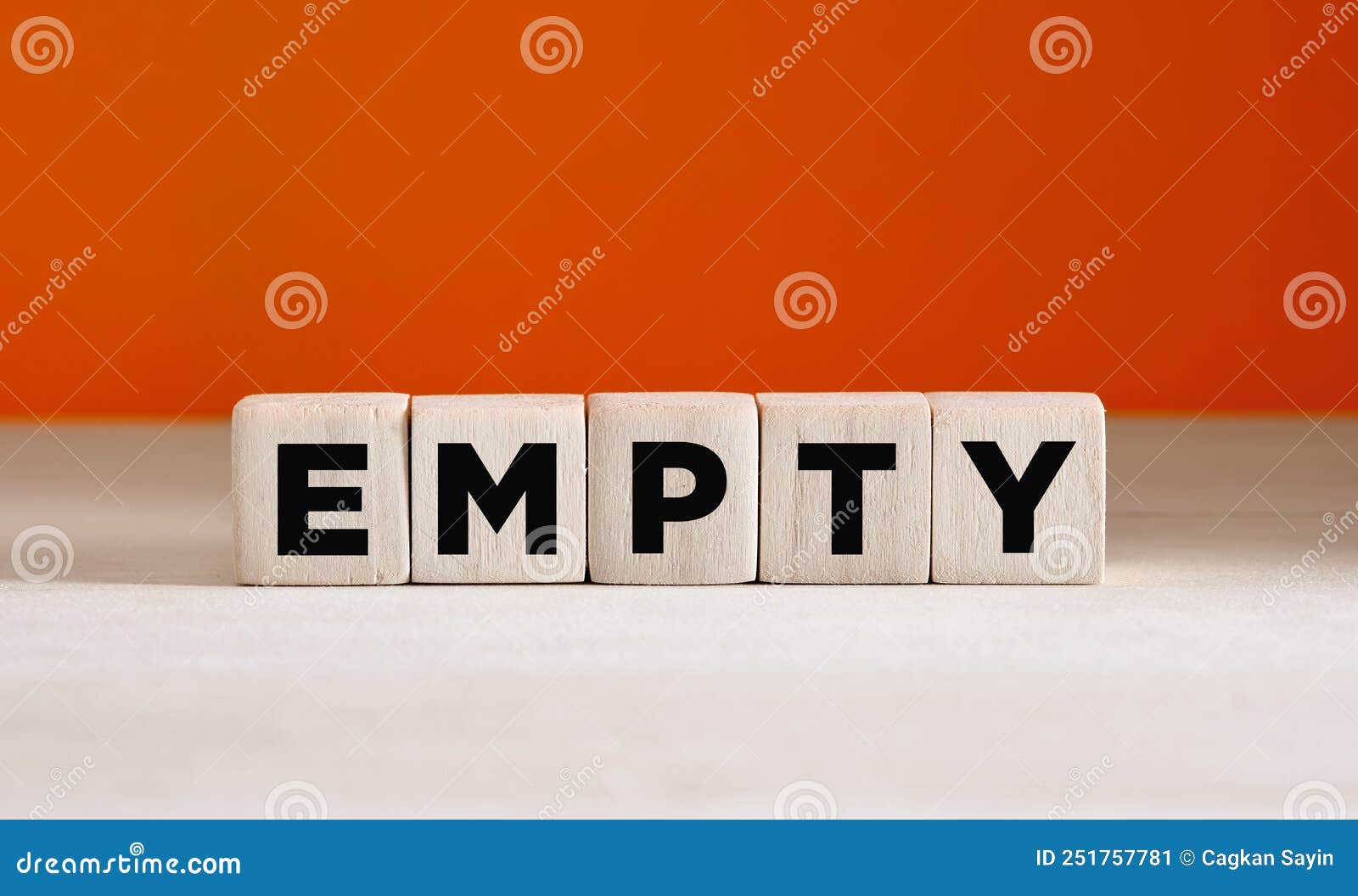 The Word Empty on Wooden Cubes on Orange Background with Copy Space ...