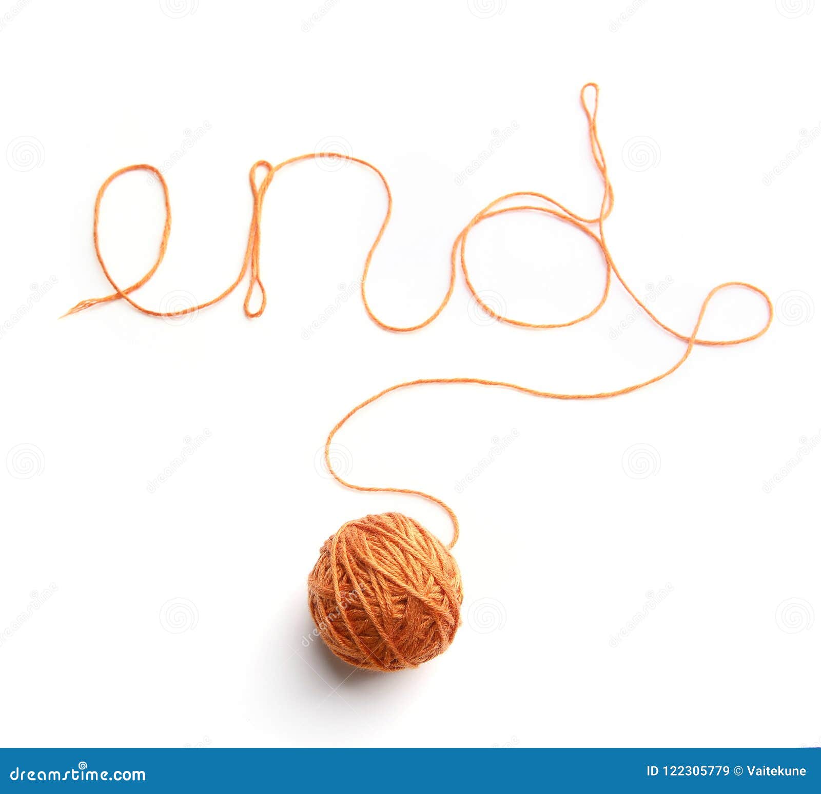 Word End Made of Orange Thread and Thread Ball Isolated on White ...