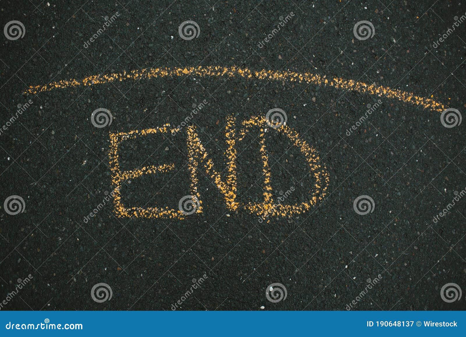 Word End Written on the Ground with Chalk Under the Lights Stock Image ...