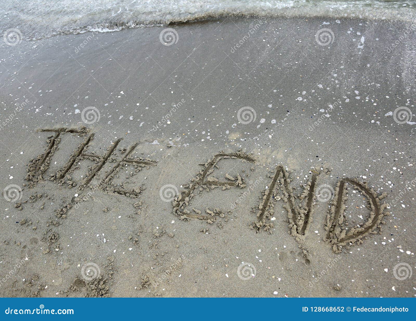 Word the End Written on the Sand Stock Photo - Image of presentation ...
