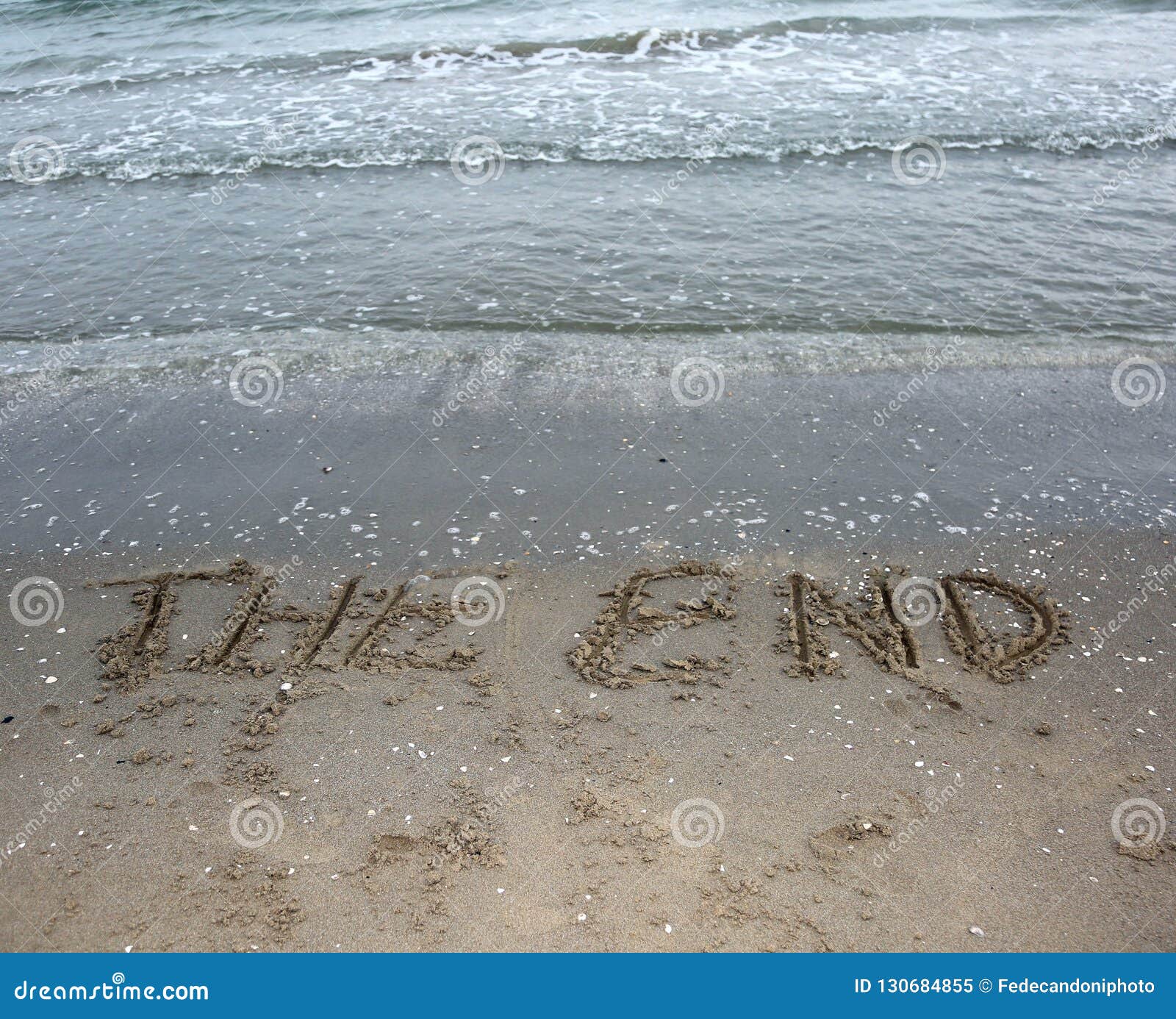 Word the End Written on the Sand Stock Image - Image of seashore ...
