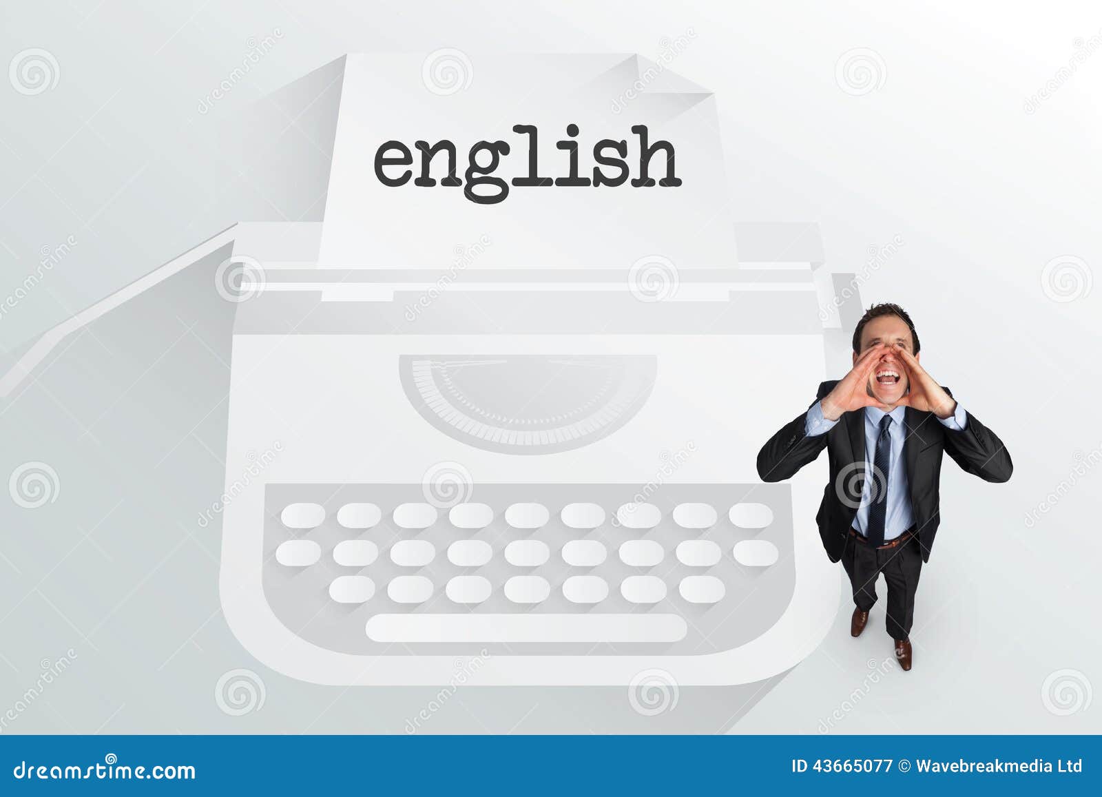 The Word English and Shouting Businessman Stock Illustration ...