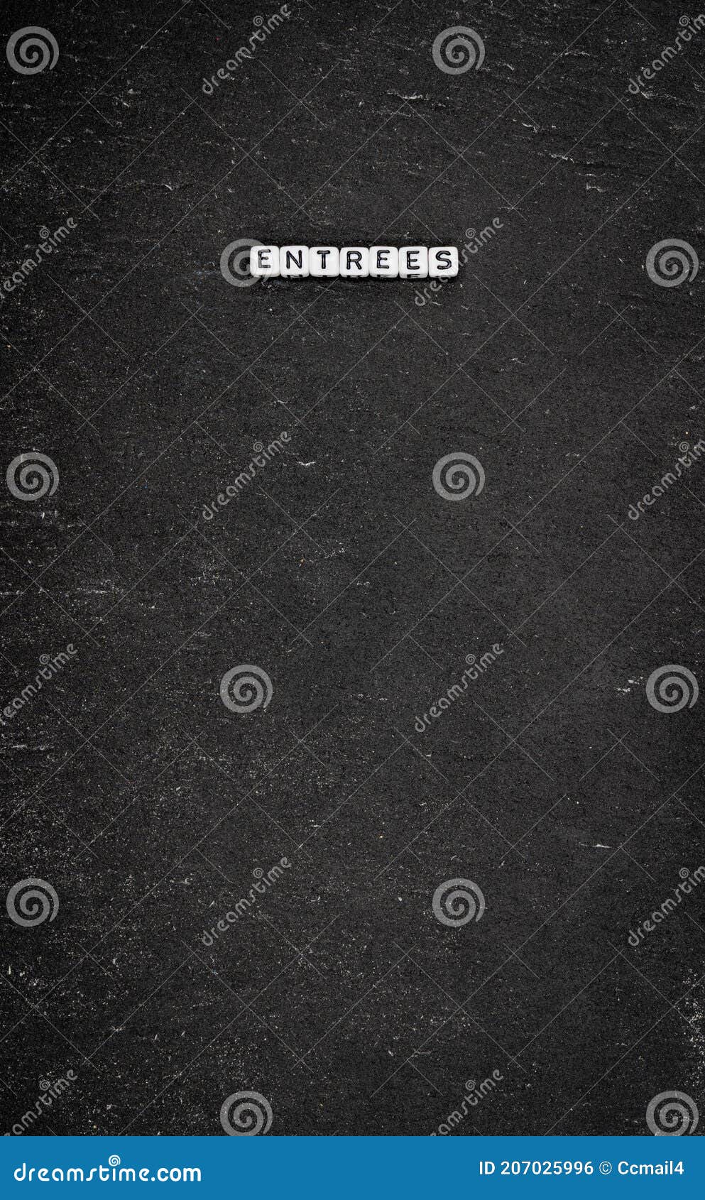 Word Entrees on Black Stone Background Stock Photo - Image of black ...