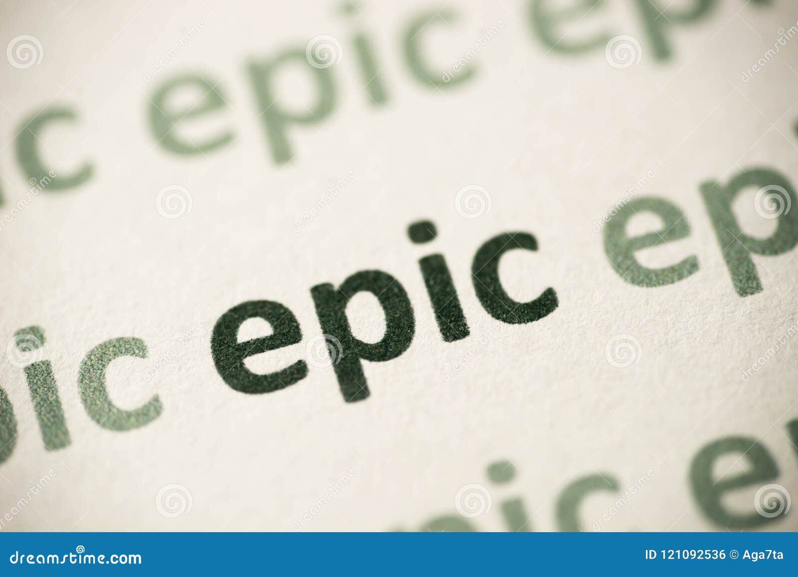 Word Epic Printed on Paper Macro Stock Photo - Image of document ...