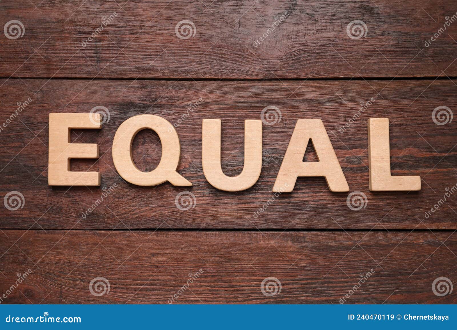 Word Equal Made of Wooden Letters on Table, Flat Lay Stock Image ...