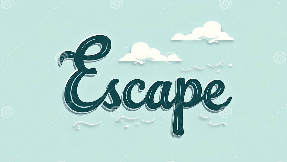 Word Escape in Flowing Script with Waves and Clouds Stock Illustration ...