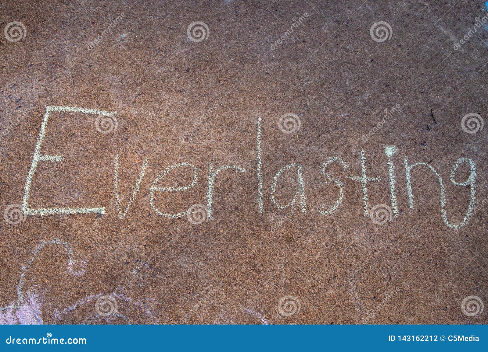 The Word Everlasting Written with Sidewalk Chalk on Gray Concrete ...