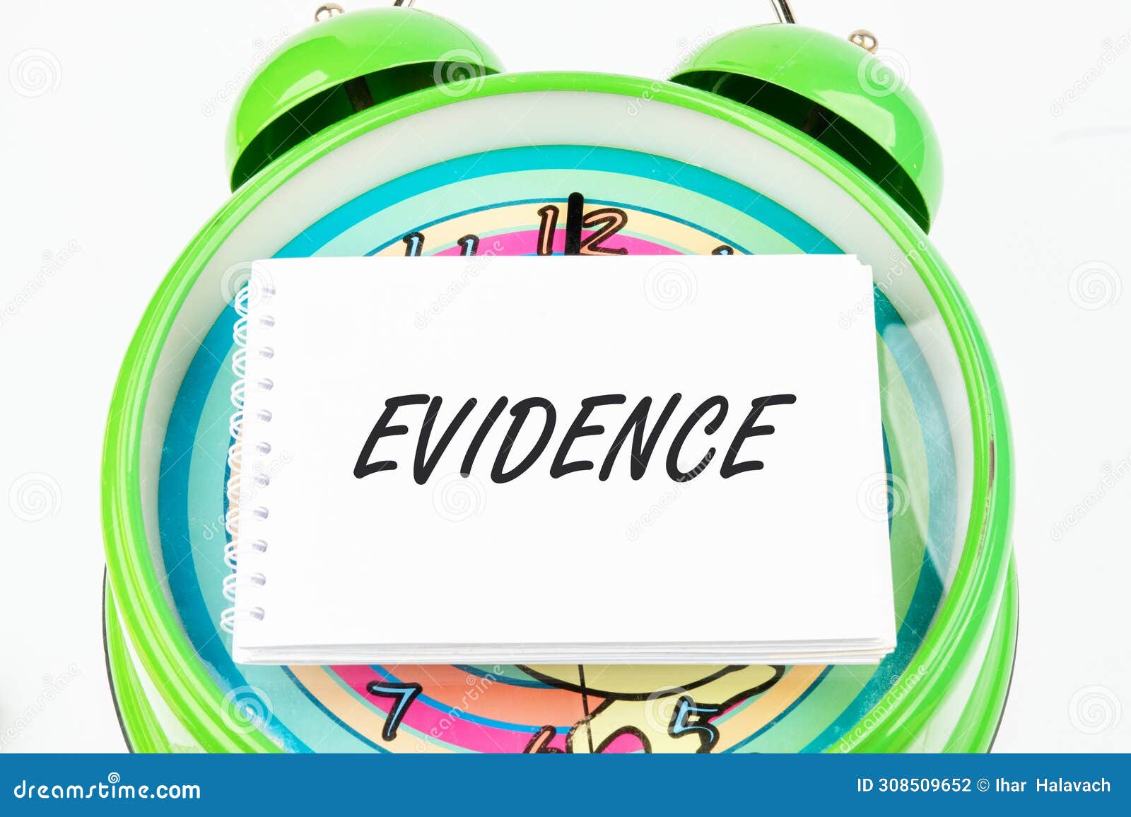 Word Evidence Written on the Business Card on the Alarm Clock Stock ...