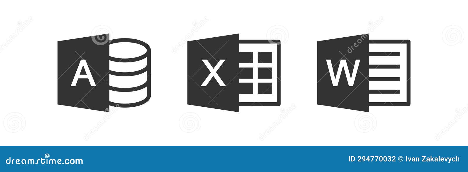 Word, Excel, Access Icon Set. Microsoft Office App Stock Illustration ...