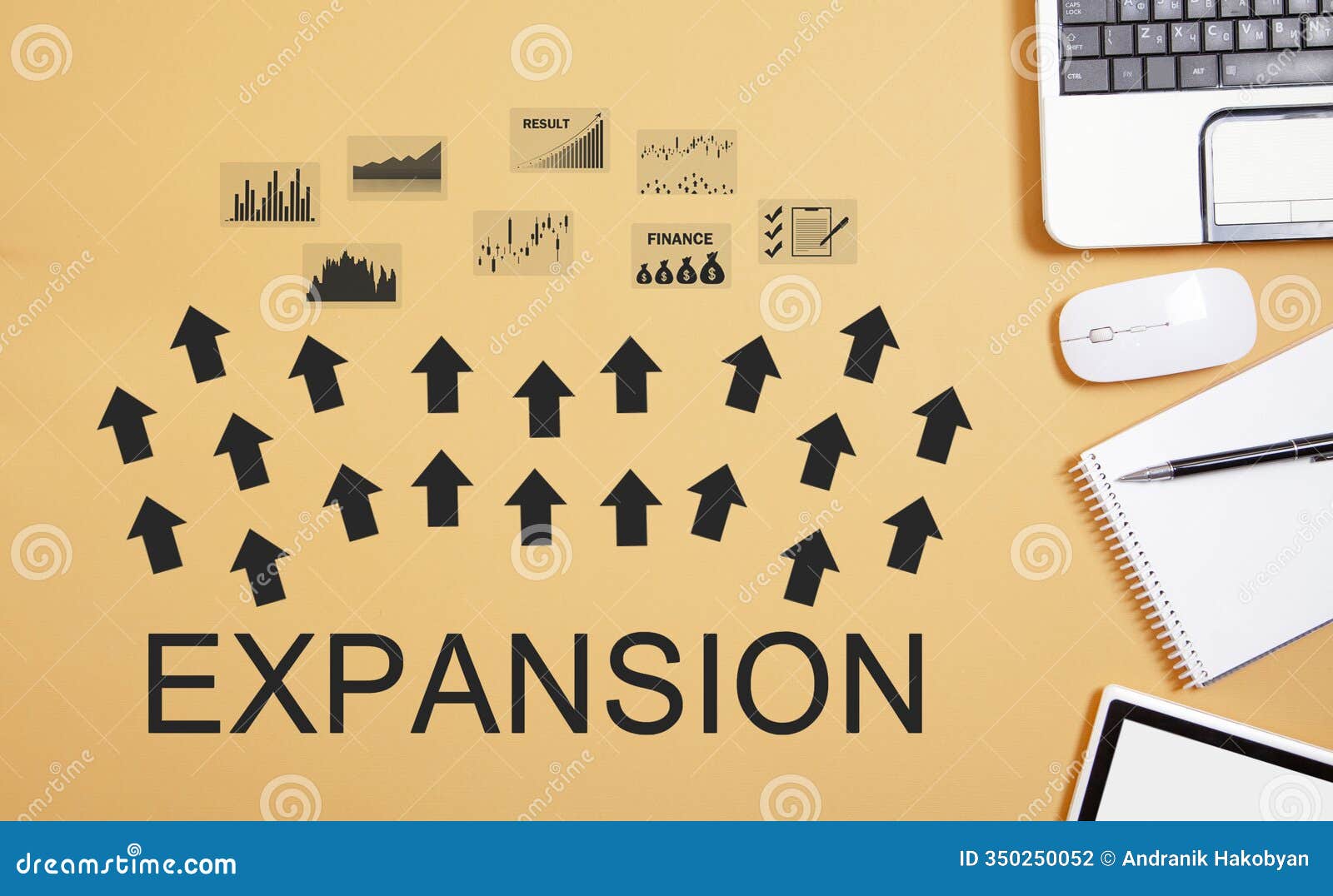 Word Expansion with a Growth Arrows and Graphs Stock Illustration ...