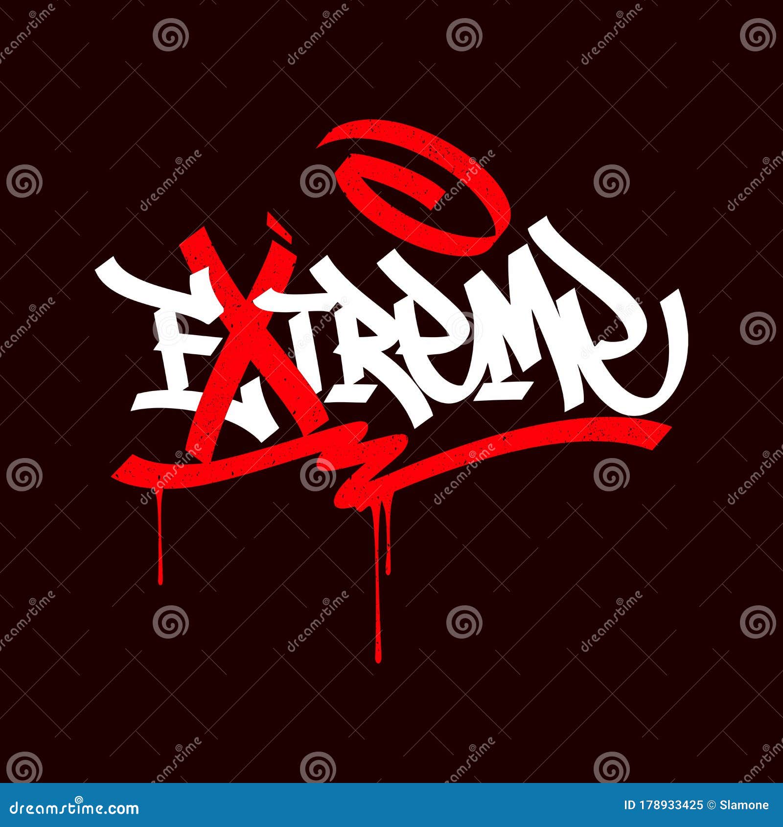 Word Extreme Text Graffiti Style Hand Written Vector Typography ...