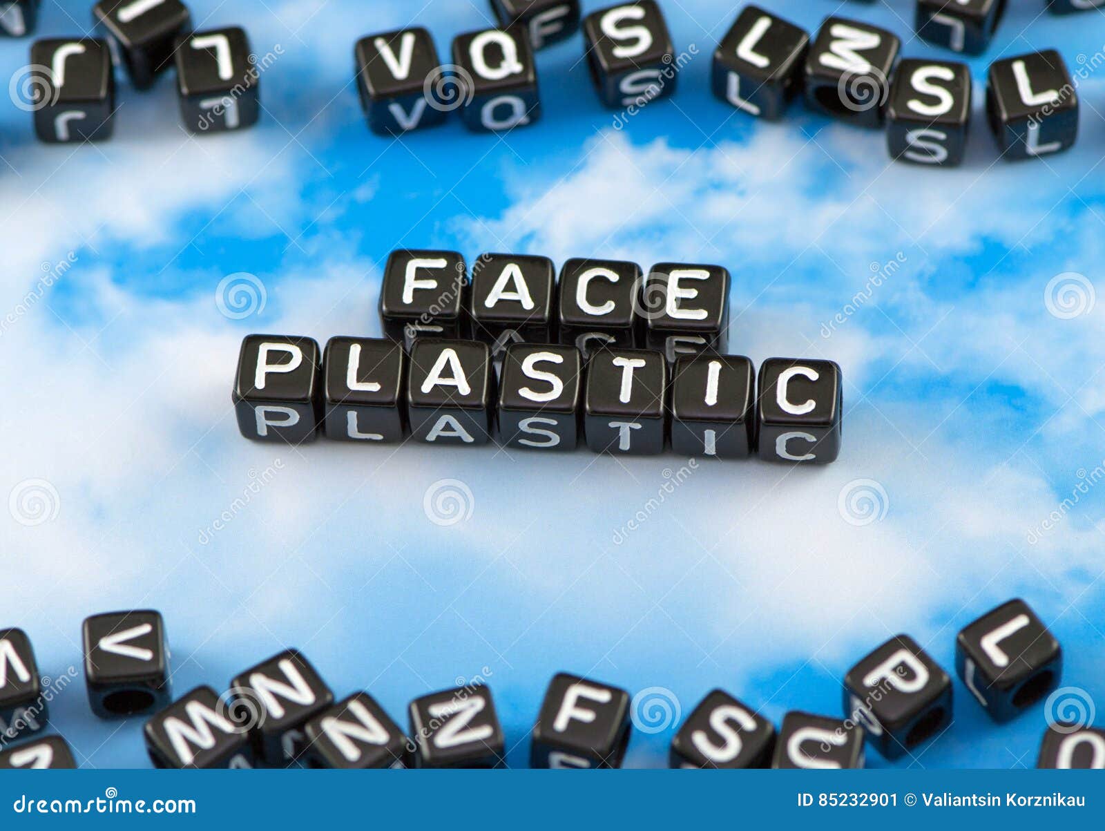 The word face Plastic stock image. Image of blue, beauty - 85232901