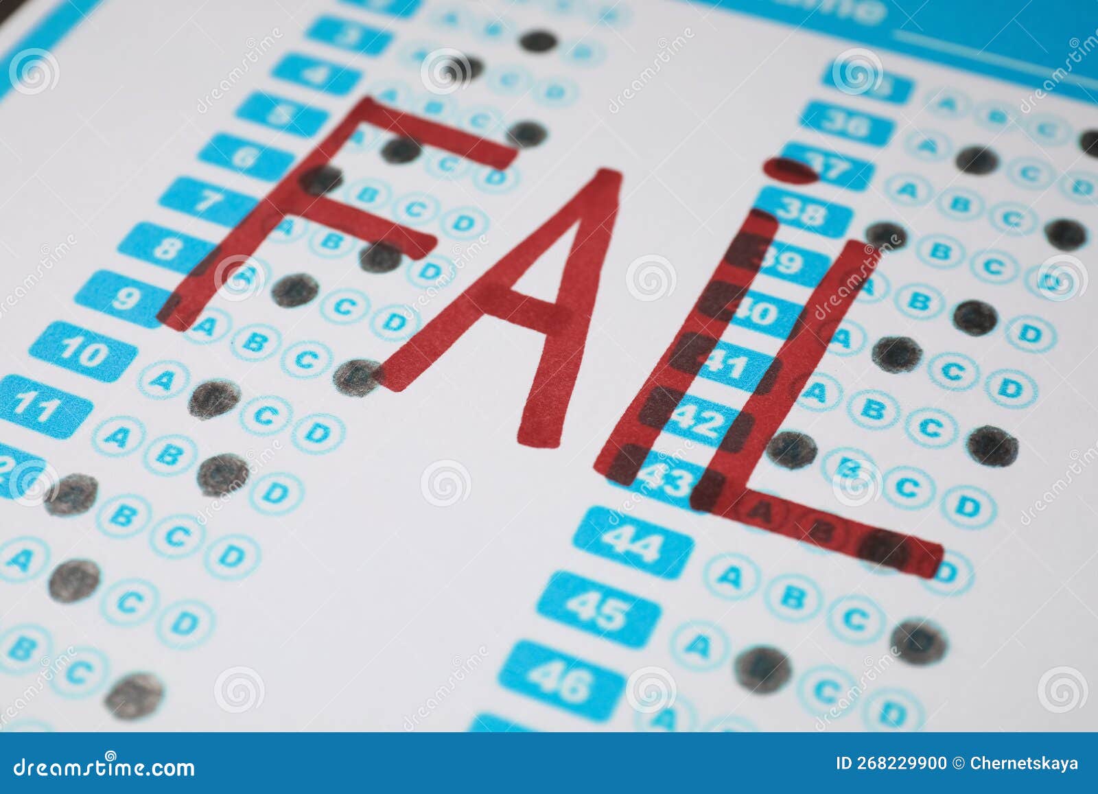 Word Fail Written with Red Marker on Answer Sheet, Closeup. Student ...