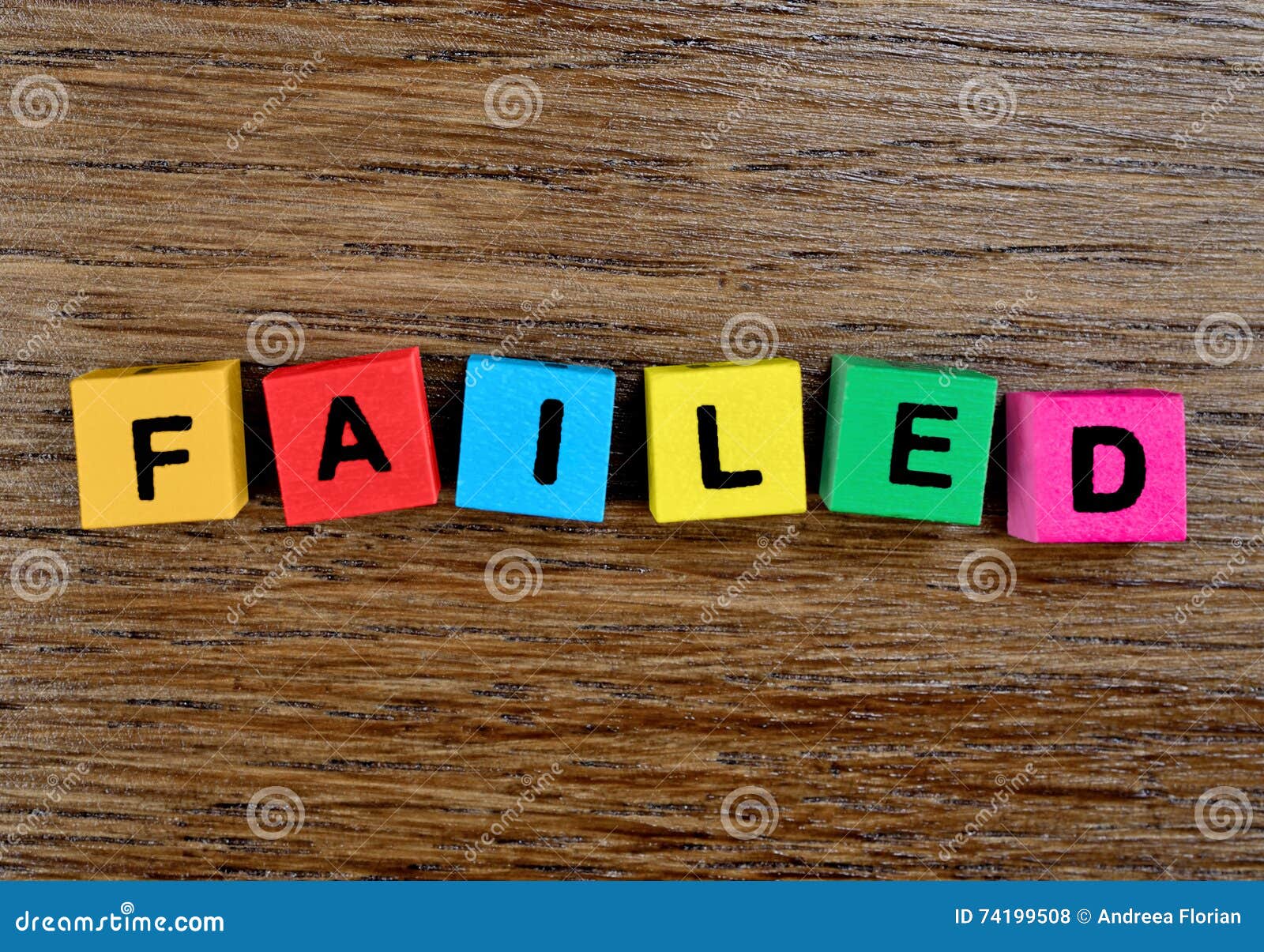 The word Failed on table stock photo. Image of multicolored - 74199508