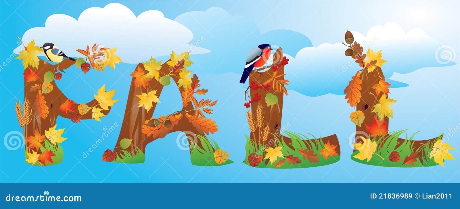 Word FALL in autumn style stock illustration. Illustration of color ...