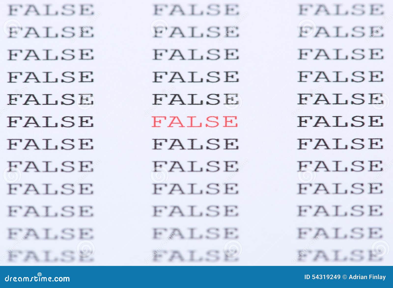 Word False among Similar Text Stock Image - Image of field, shallow ...