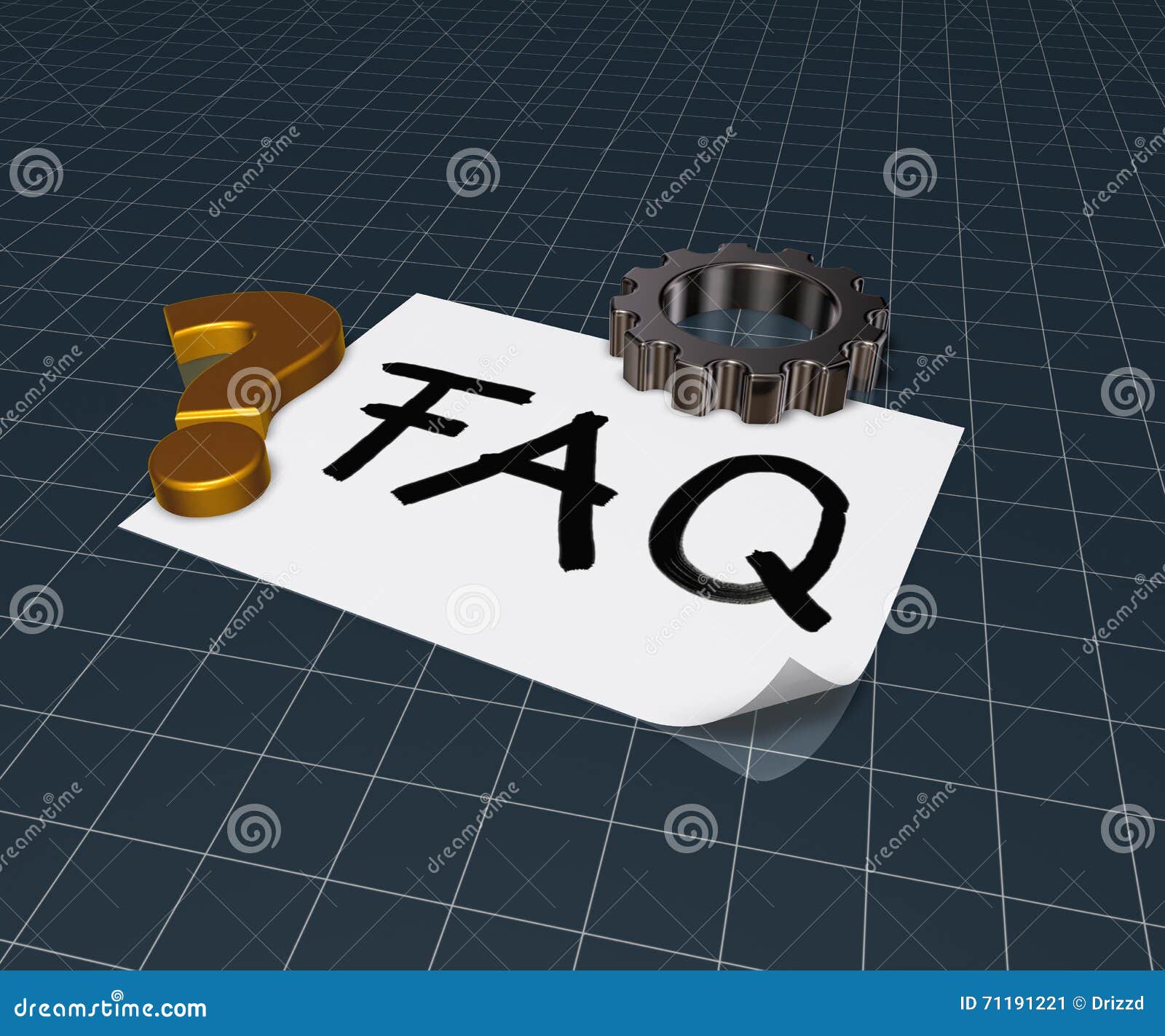 The Word Faq on Paper Sheet and Gear Wheel Stock Illustration ...