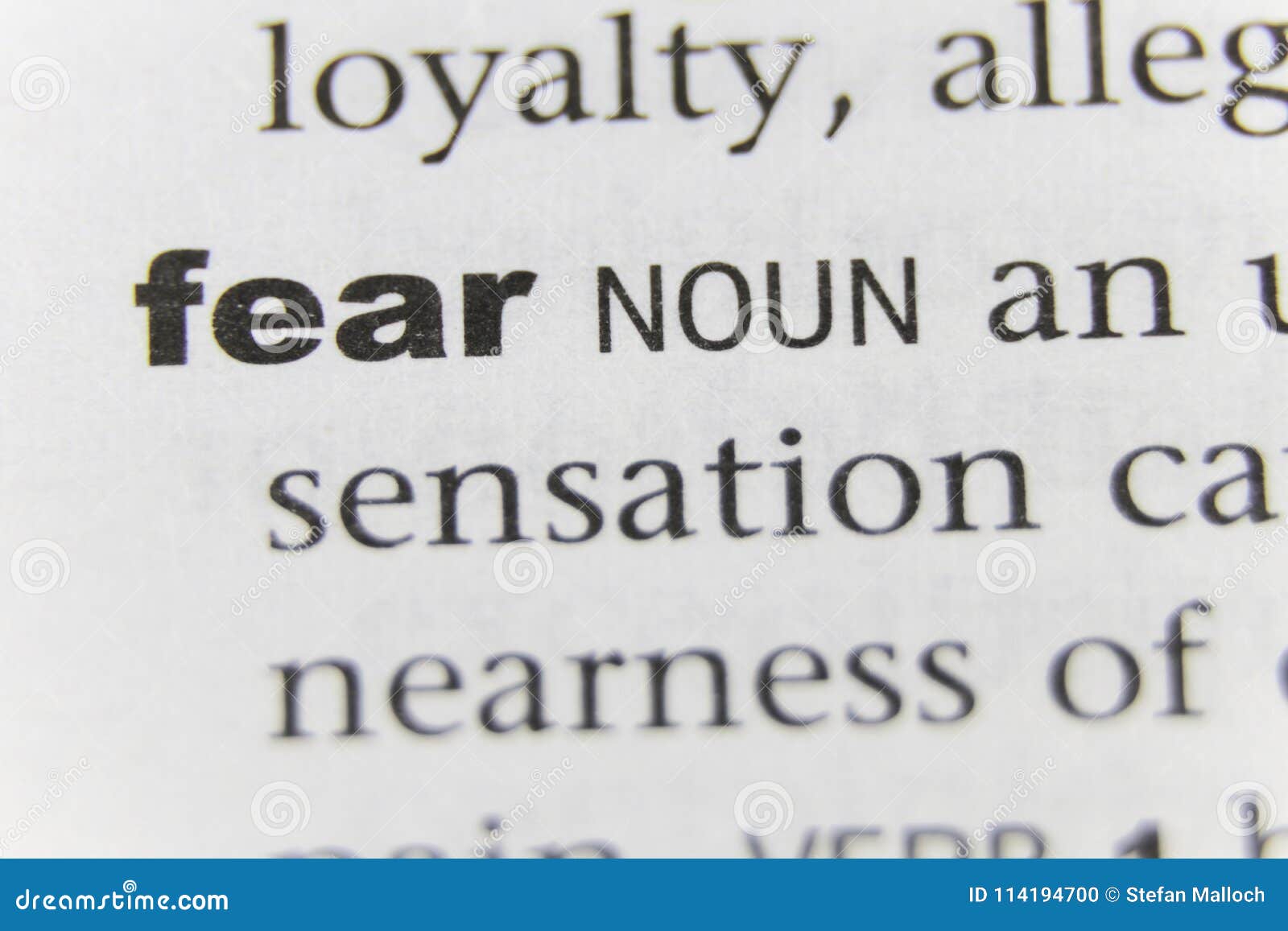 The Word Fear Close Up stock photo. Image of scary, fear - 114194700