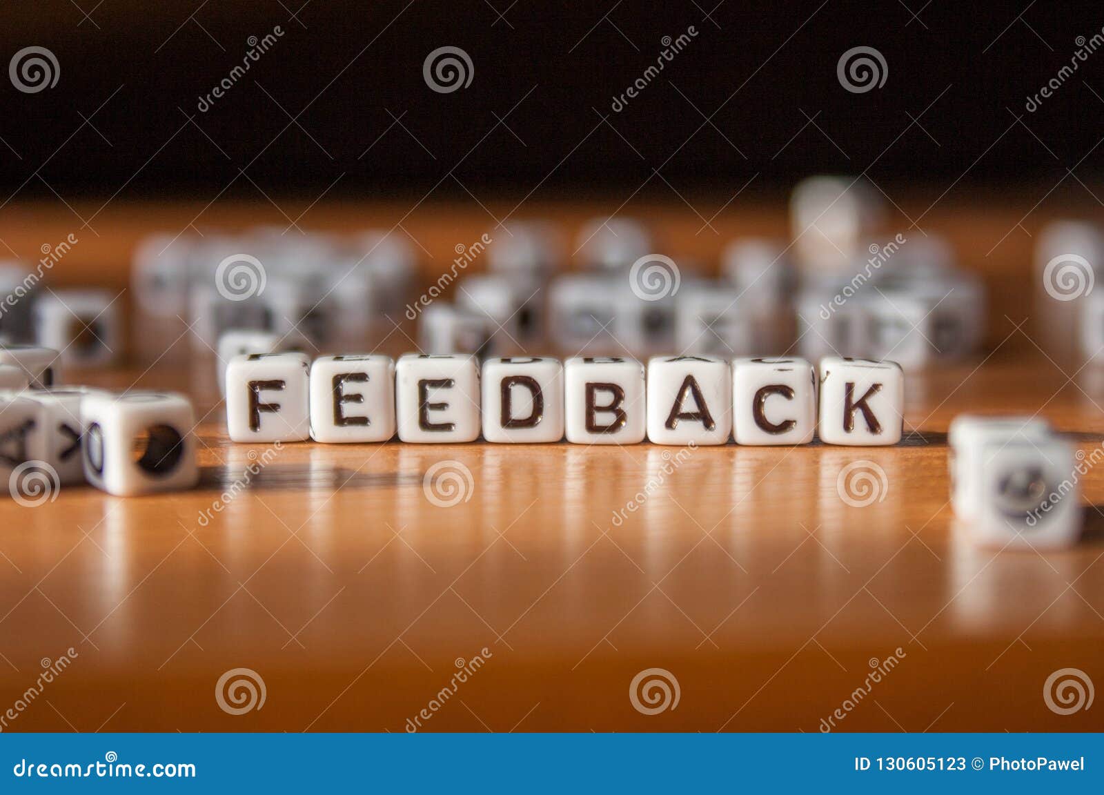 The Word FEEDBACK Made of White Plastic Blocks on the Table Stock Image ...