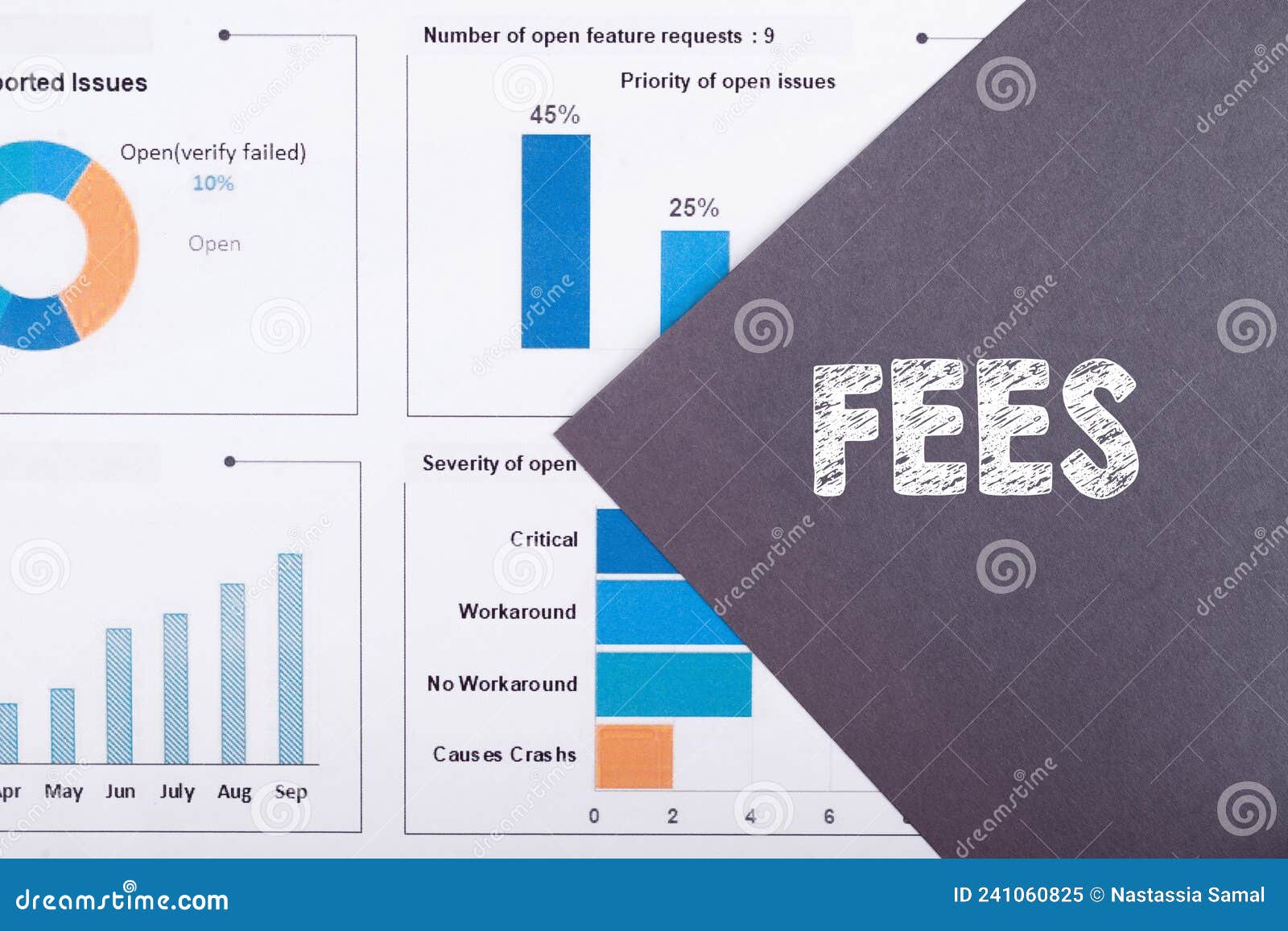 The Word FEES is Written on a Gray Background with Diagrams and Graphs ...