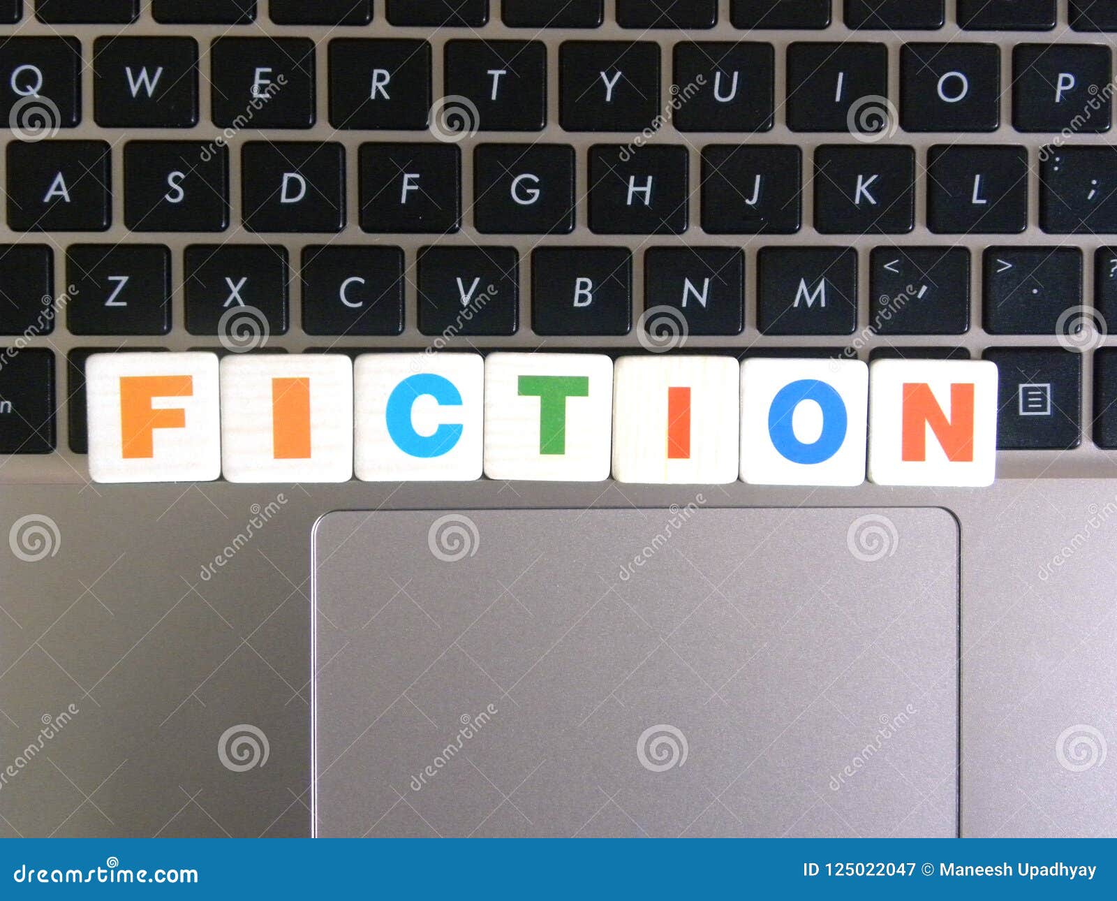Word Fiction on Keyboard Background Stock Image - Image of alphabet ...