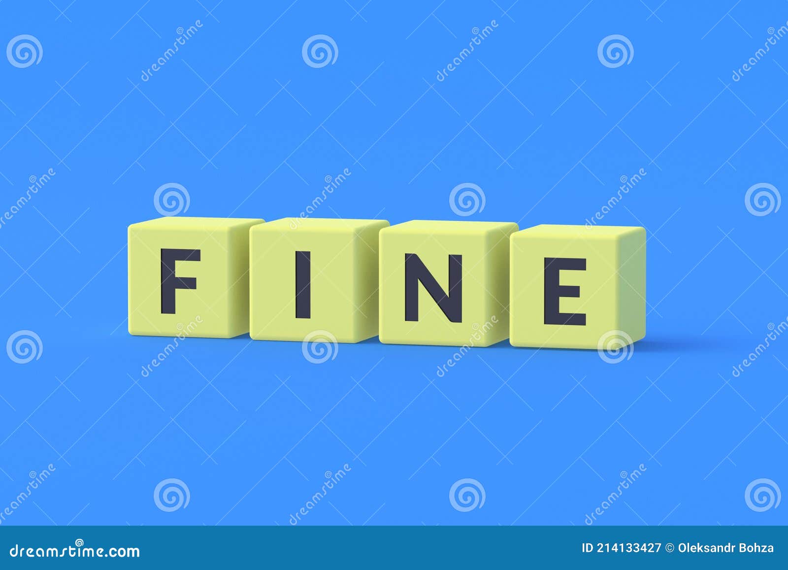 Word Fine on Yellow Cubes on Blue Background Stock Illustration ...