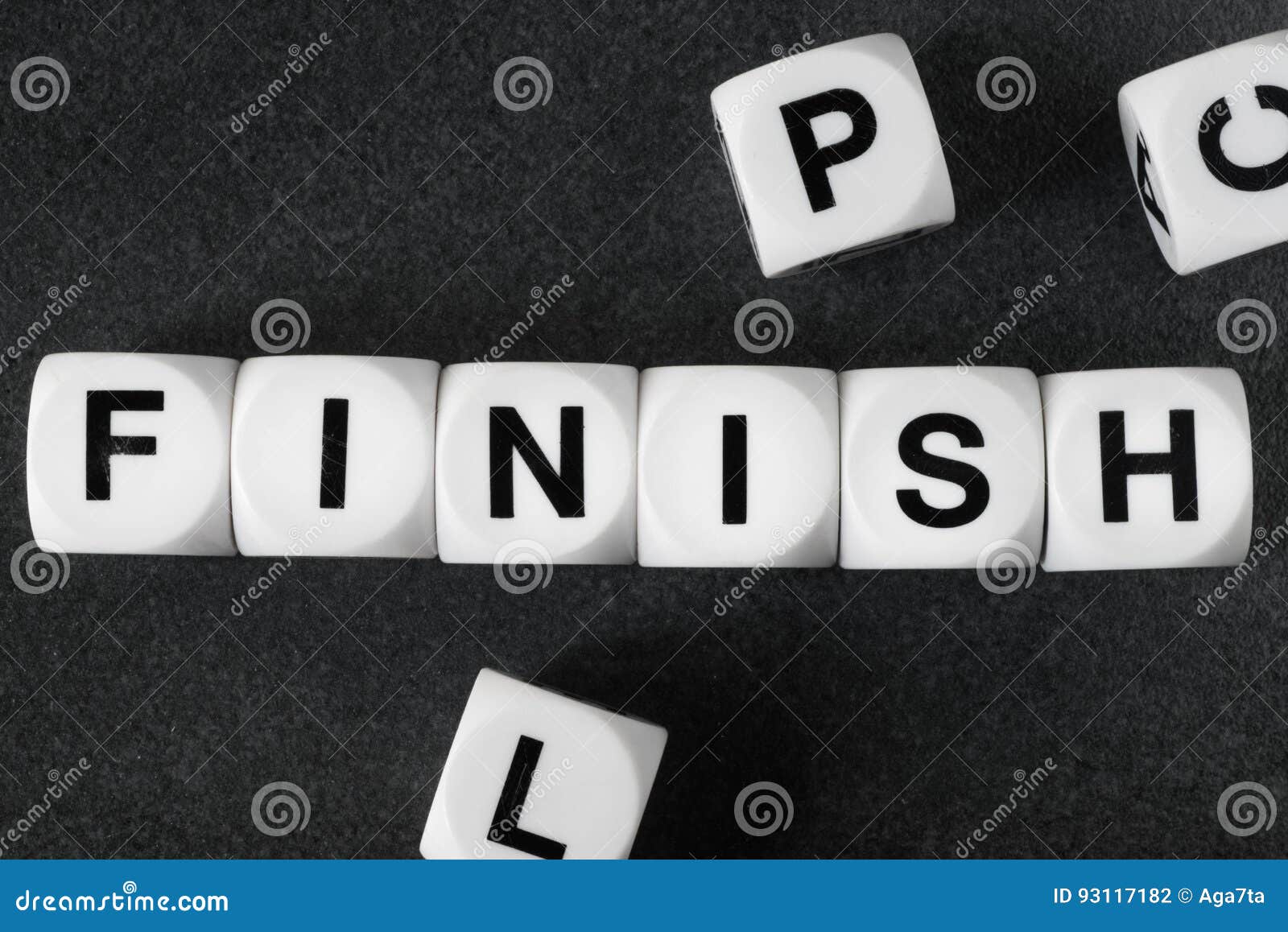 Word Finish In Line And Checked Pattern On Asphalt Texture Stock ...