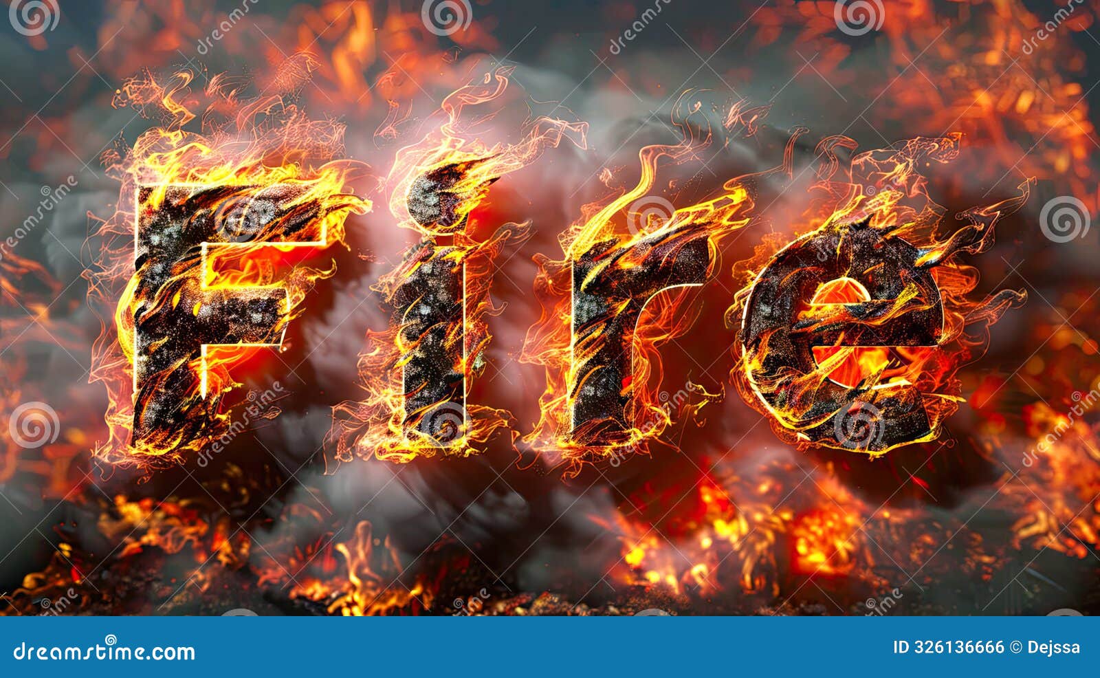 Word "Fire" Created with Blazing Flames on a Dark Background ...