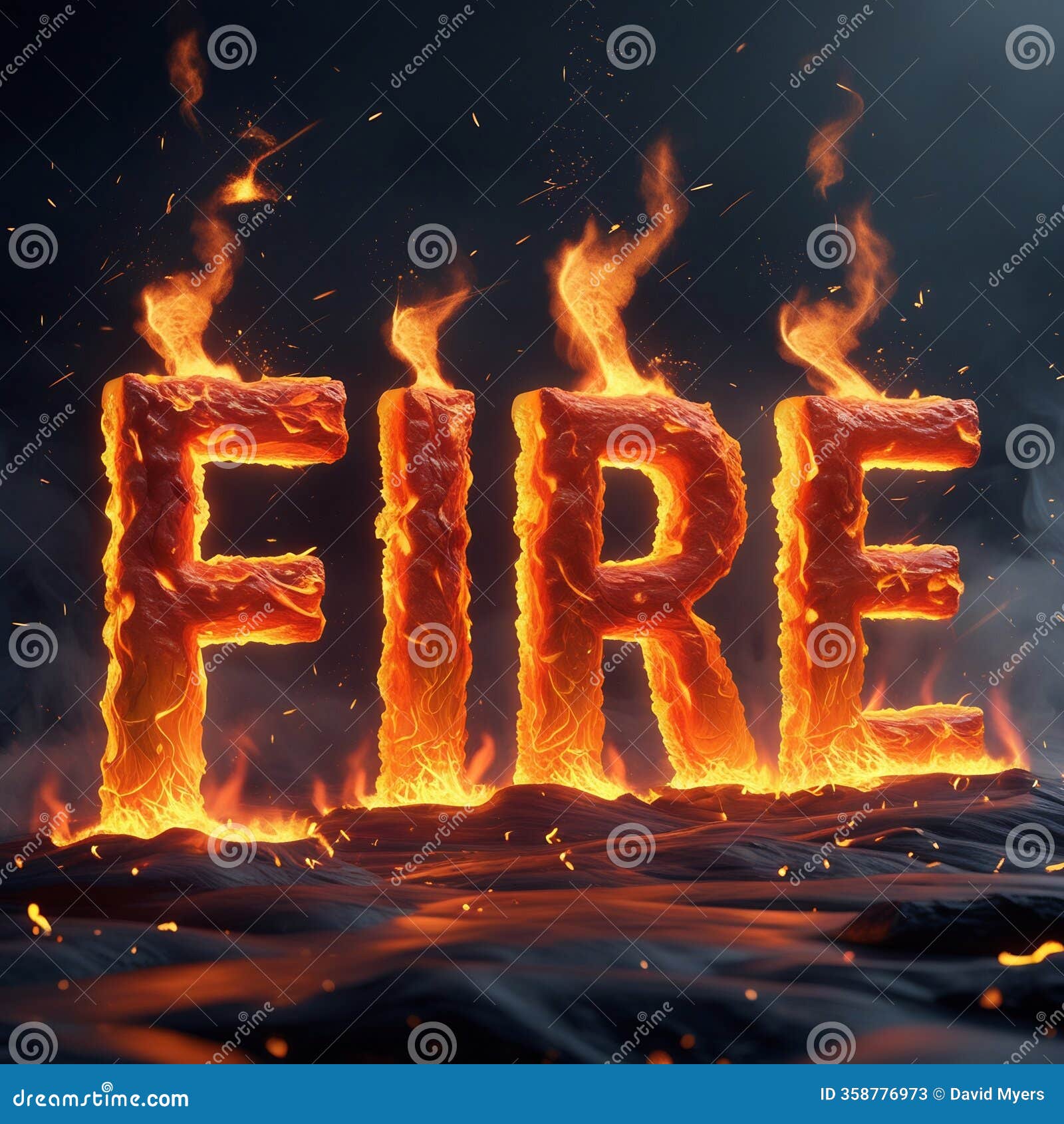 Word Fire On Black Background In Red, Fiery Letters Royalty-Free Stock ...
