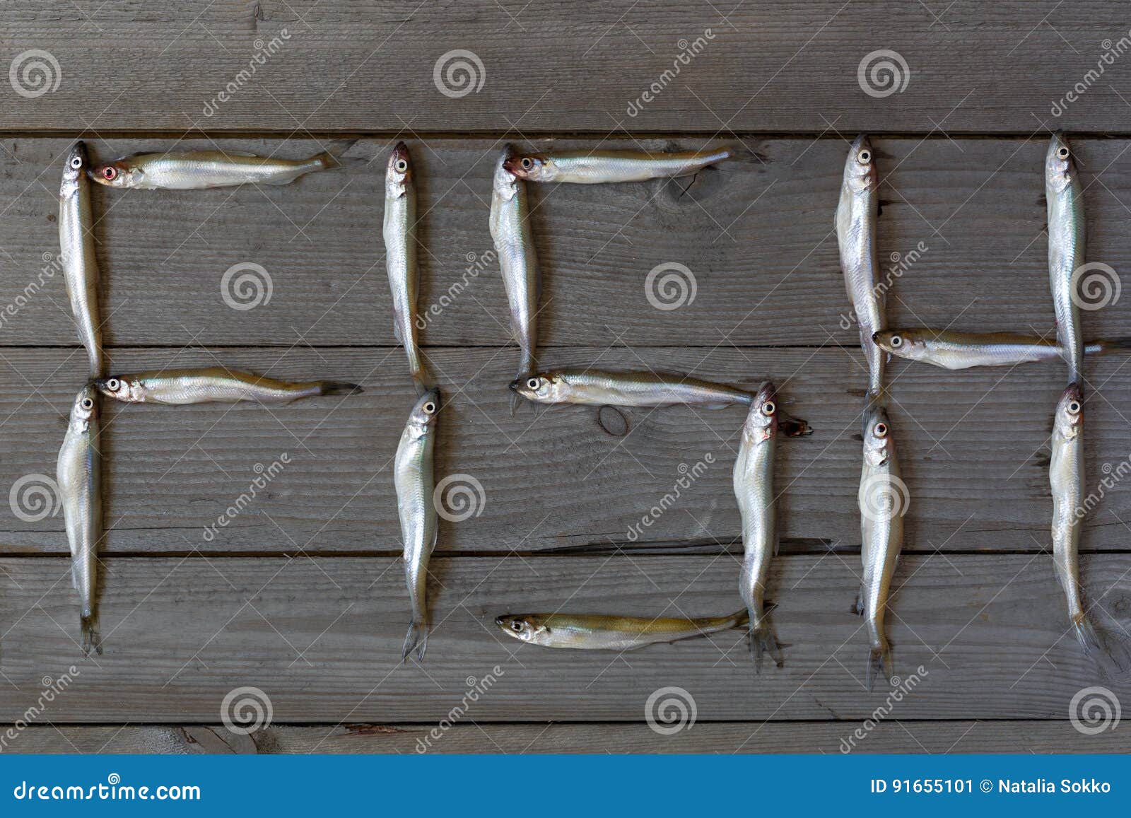 The Word Fish Is Made Of Pieces Of Salmon Isolated On A White ...