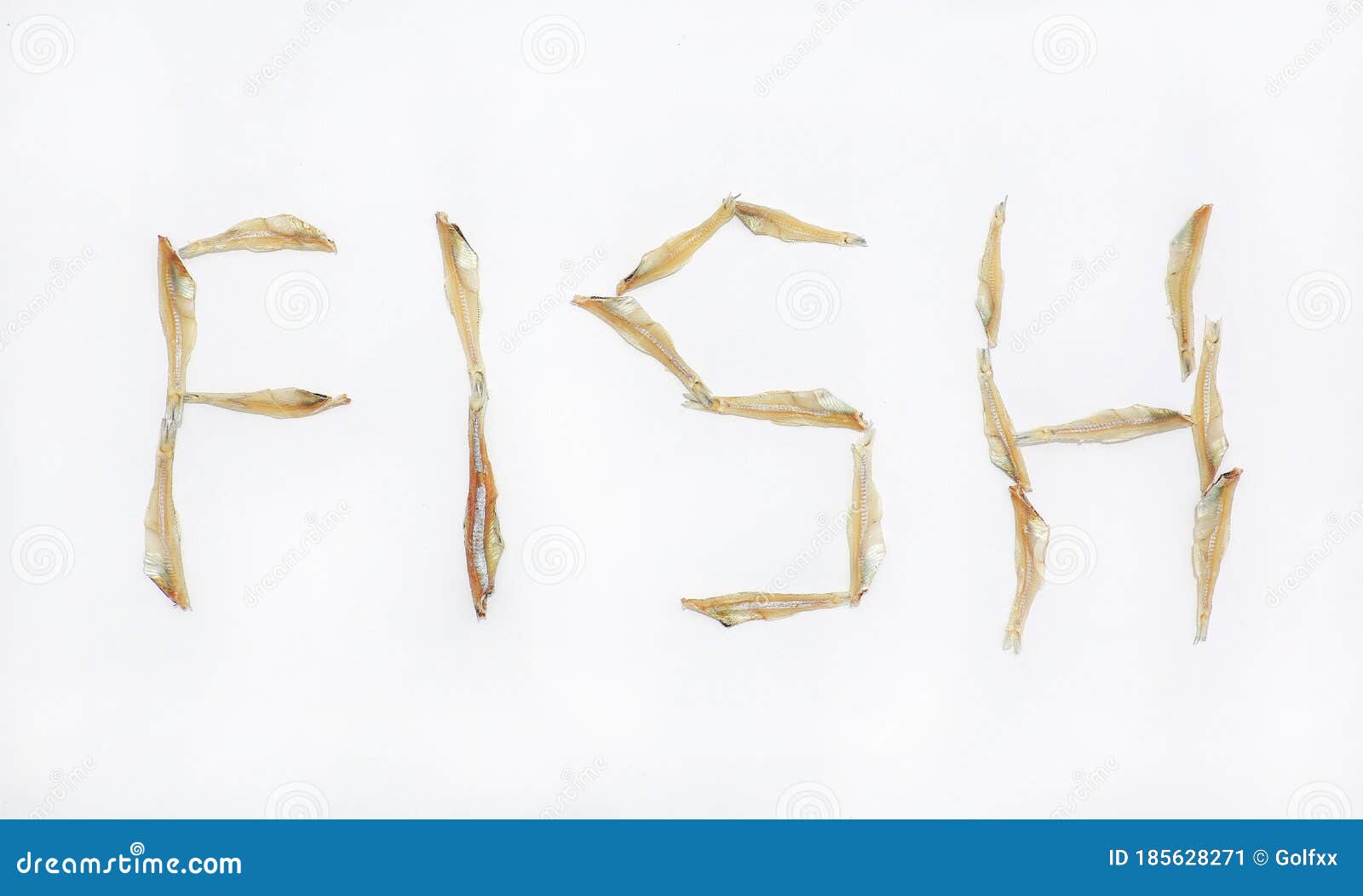 Word FISH by Small Dried Fish on White Background Stock Image - Image ...