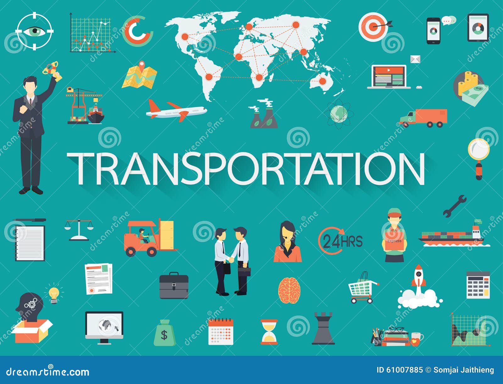 Word with Flat Icons. Transportation Concept Stock Vector ...