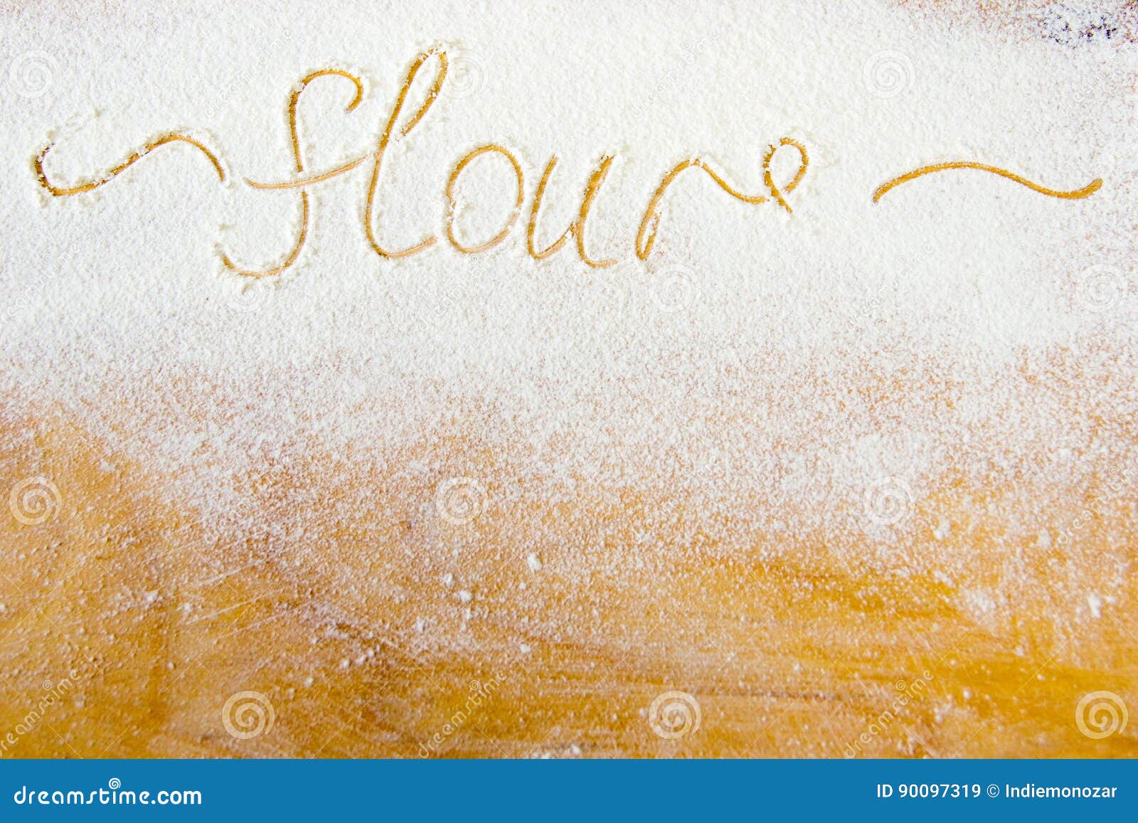 The Word Flour Written in Flour on a Wood Stock Image - Image of baking ...