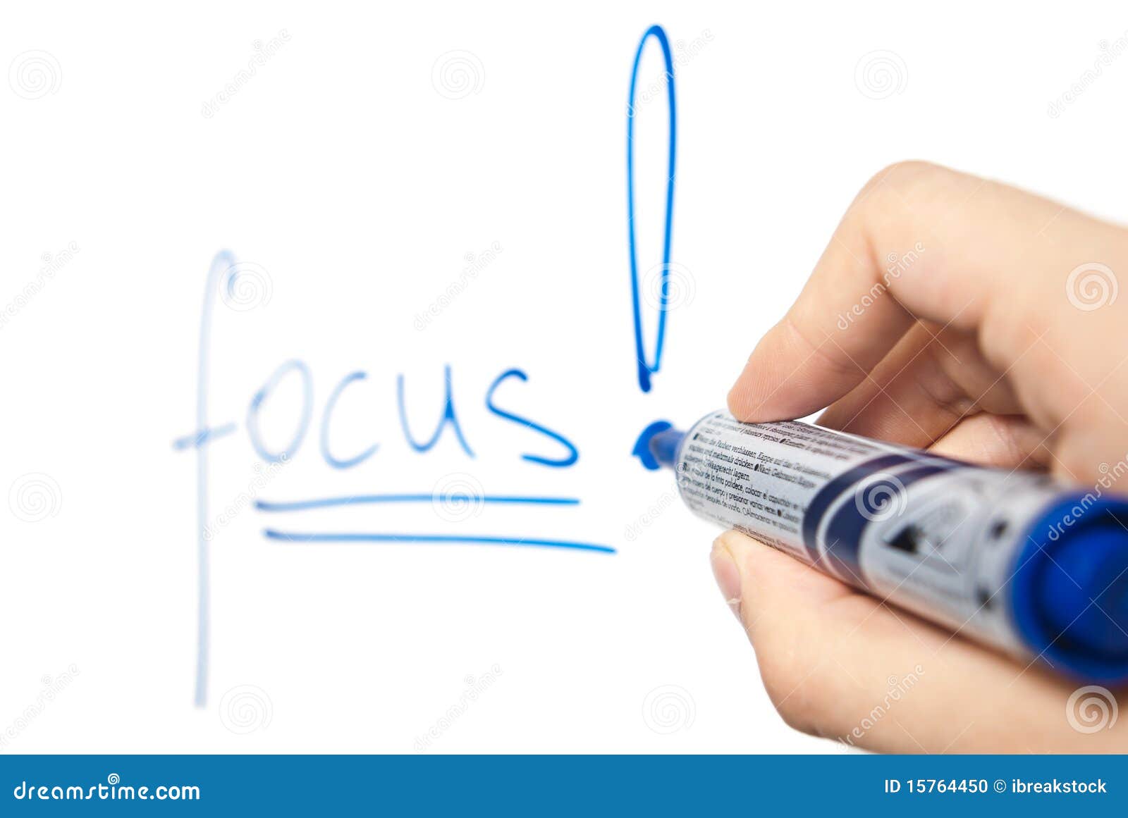 Word Focus on Whiteboard with Focus on Hand Stock Photo - Image of ...