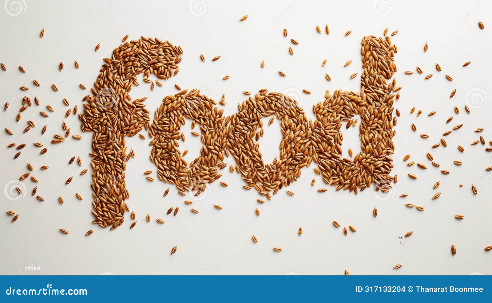 The Word "food" is Composed of Wheat Grains on a Panoramic White ...
