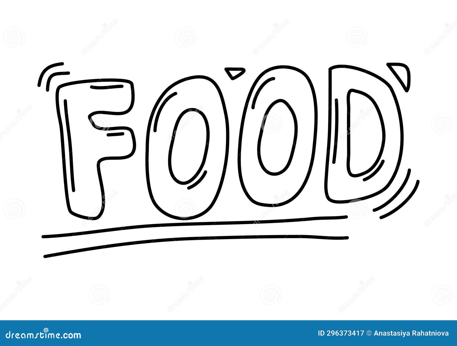 Word Food Hand Drawn Lettering. Vector Illustration Stock Illustration ...
