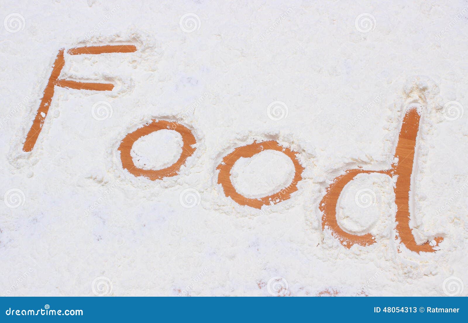 Word food written in flour stock image. Image of culinary - 48054313