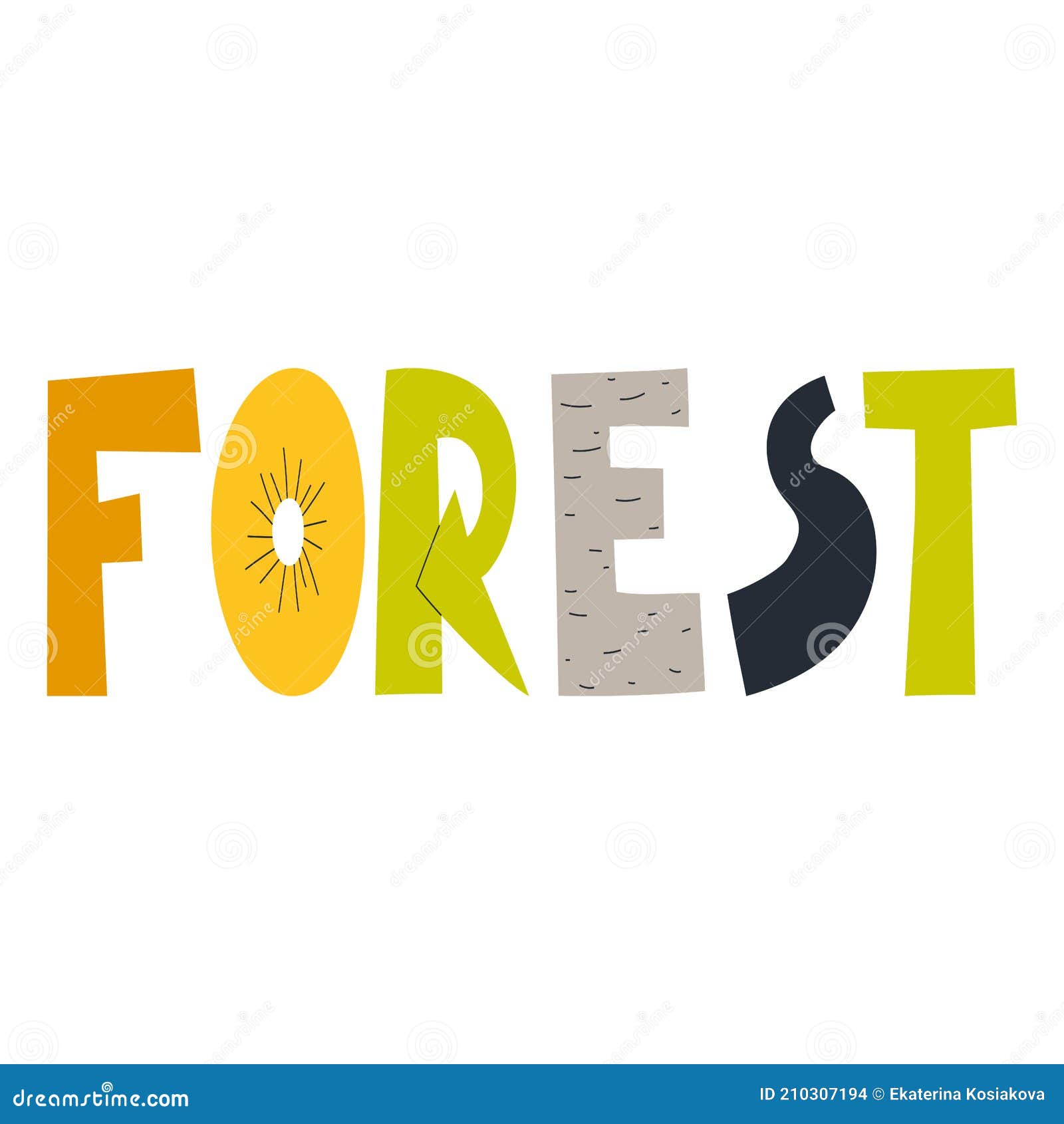The Word Forest, Which is Drawn in Vector Stock Vector - Illustration ...
