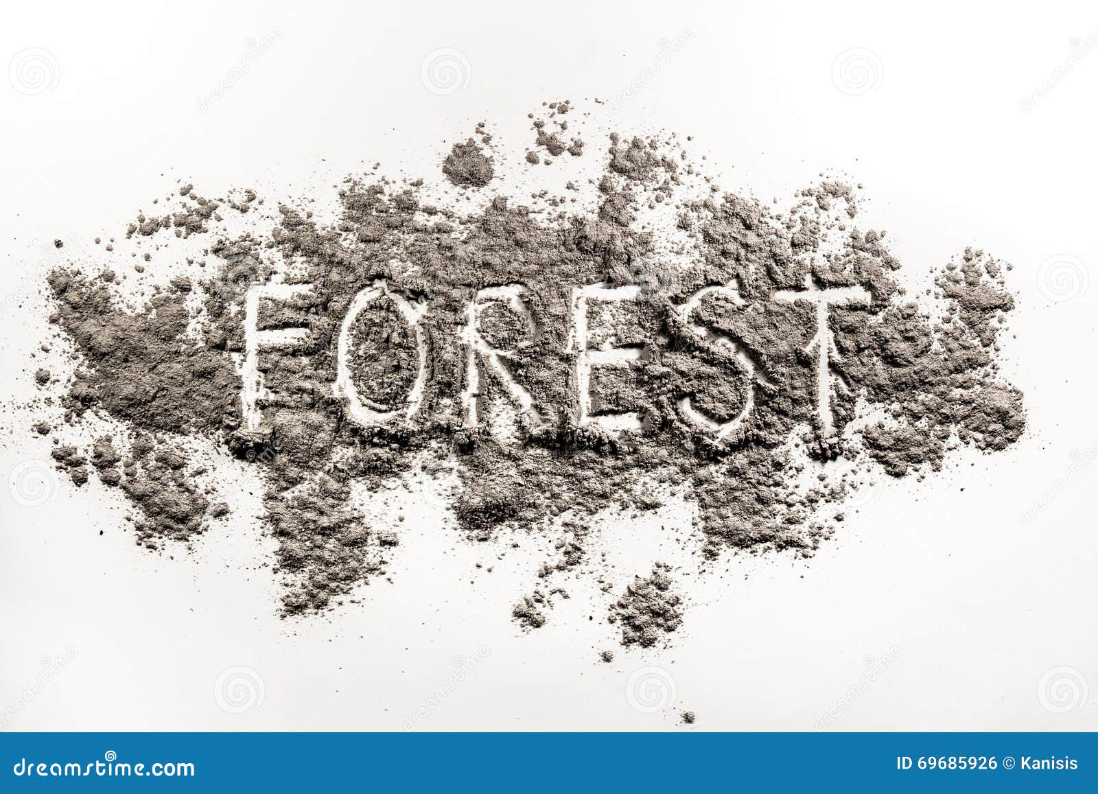 Word Forest Written in Grey Ash Stock Photo - Image of splatter, fossil ...